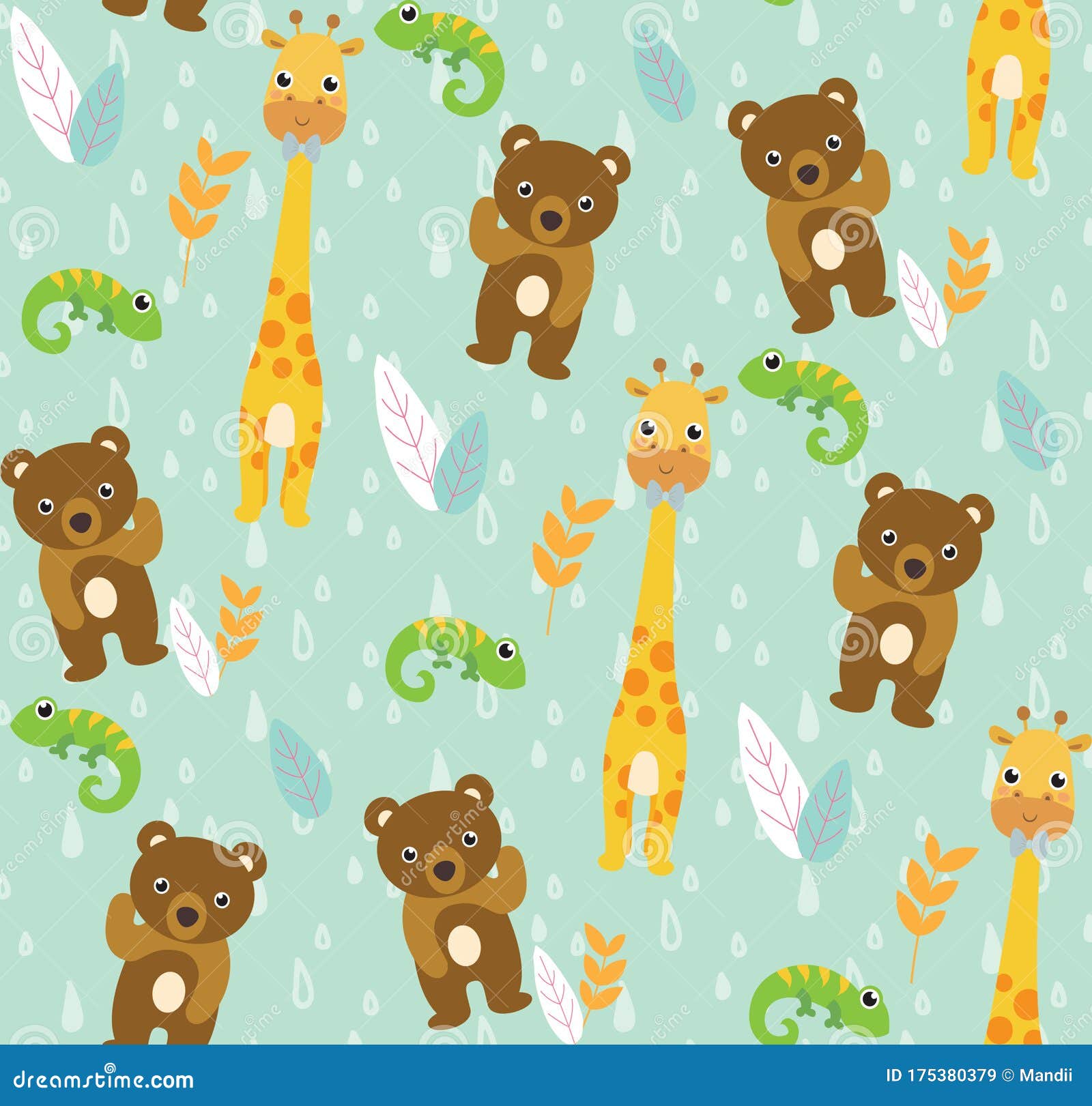 Cute Animal Pattern Background Stock Illustration - Illustration of ...