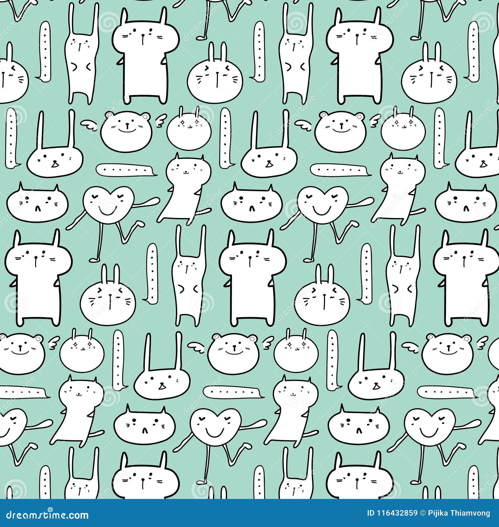 Cute Animal Pattern Background. Stock Vector - Illustration of bear ...