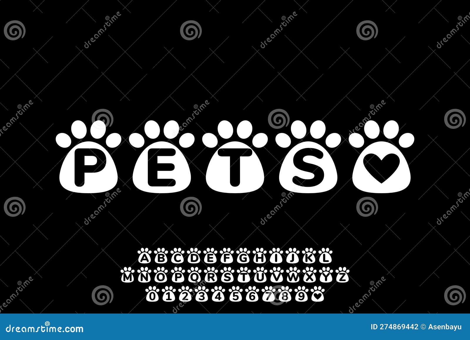 Cute and Playful Animal Paw Font Vector Stock Vector - Illustration of ...