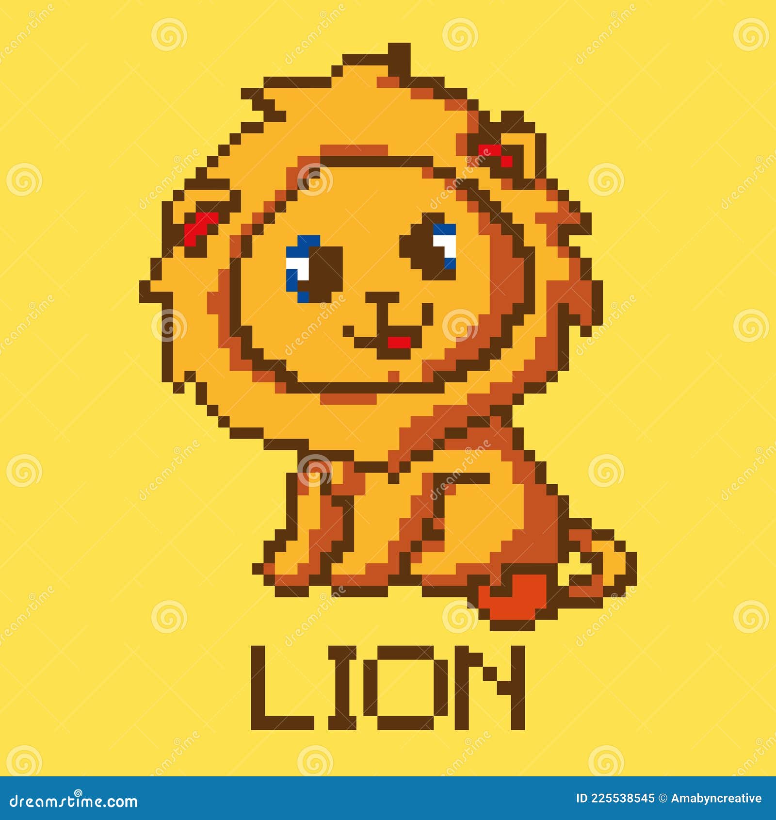 CUTE ANIMAL BABY LION PIXEL ART DESIGN VECTOR Stock Vector ...