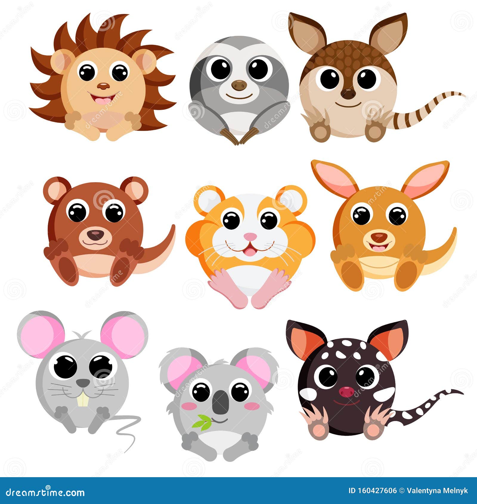 Cute animal set stock illustration. Illustration of flat - 160427606