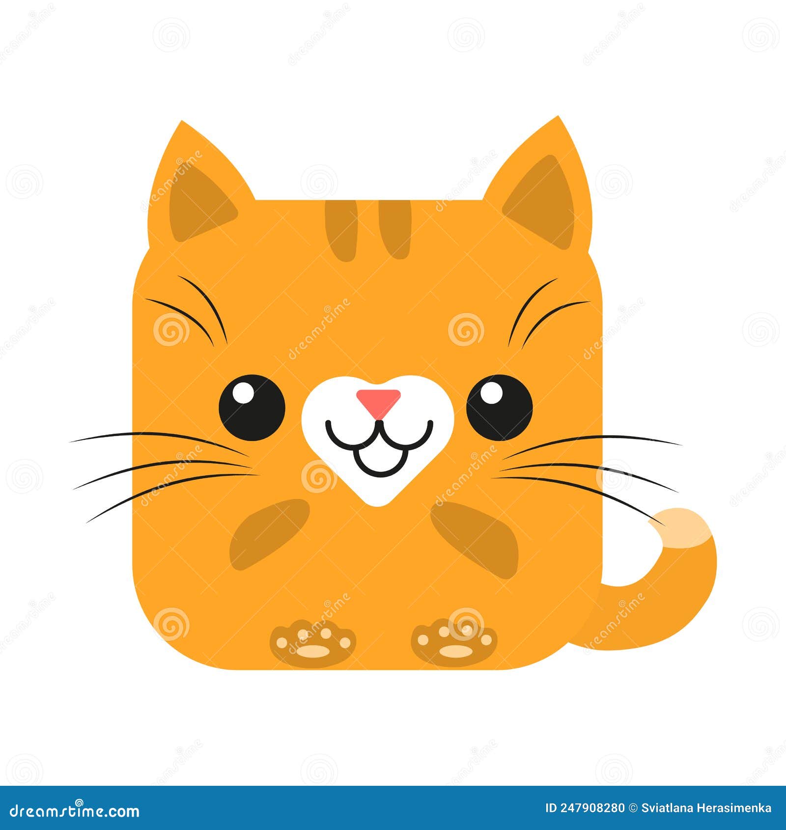 Cute Animal Square Face. Vector Flat Illustration Stock Vector ...