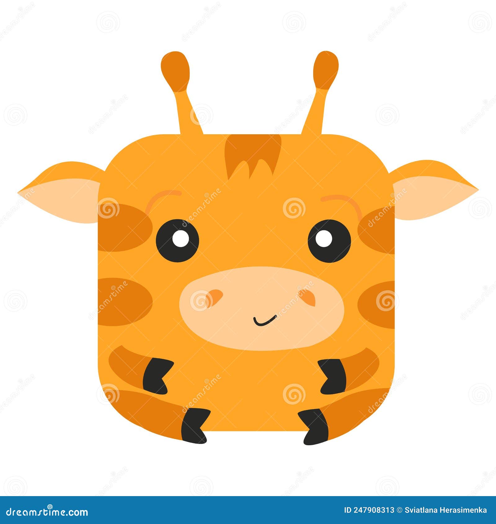 Cute Animal Square Face. Vector Flat Illustration Stock Vector ...