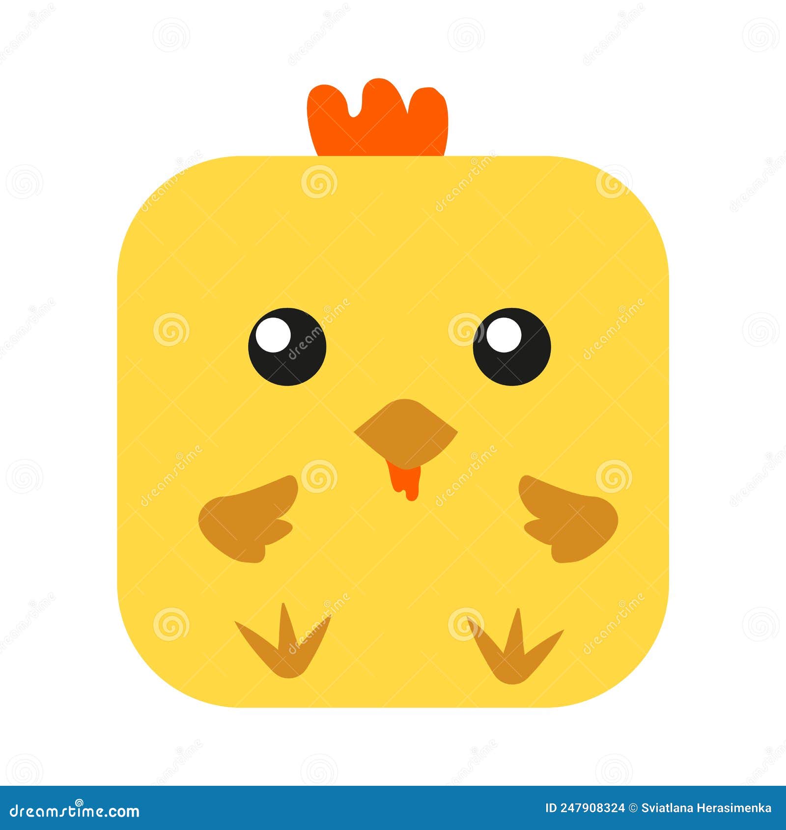 Cute Animal Square Face. Vector Flat Illustration Stock Vector ...