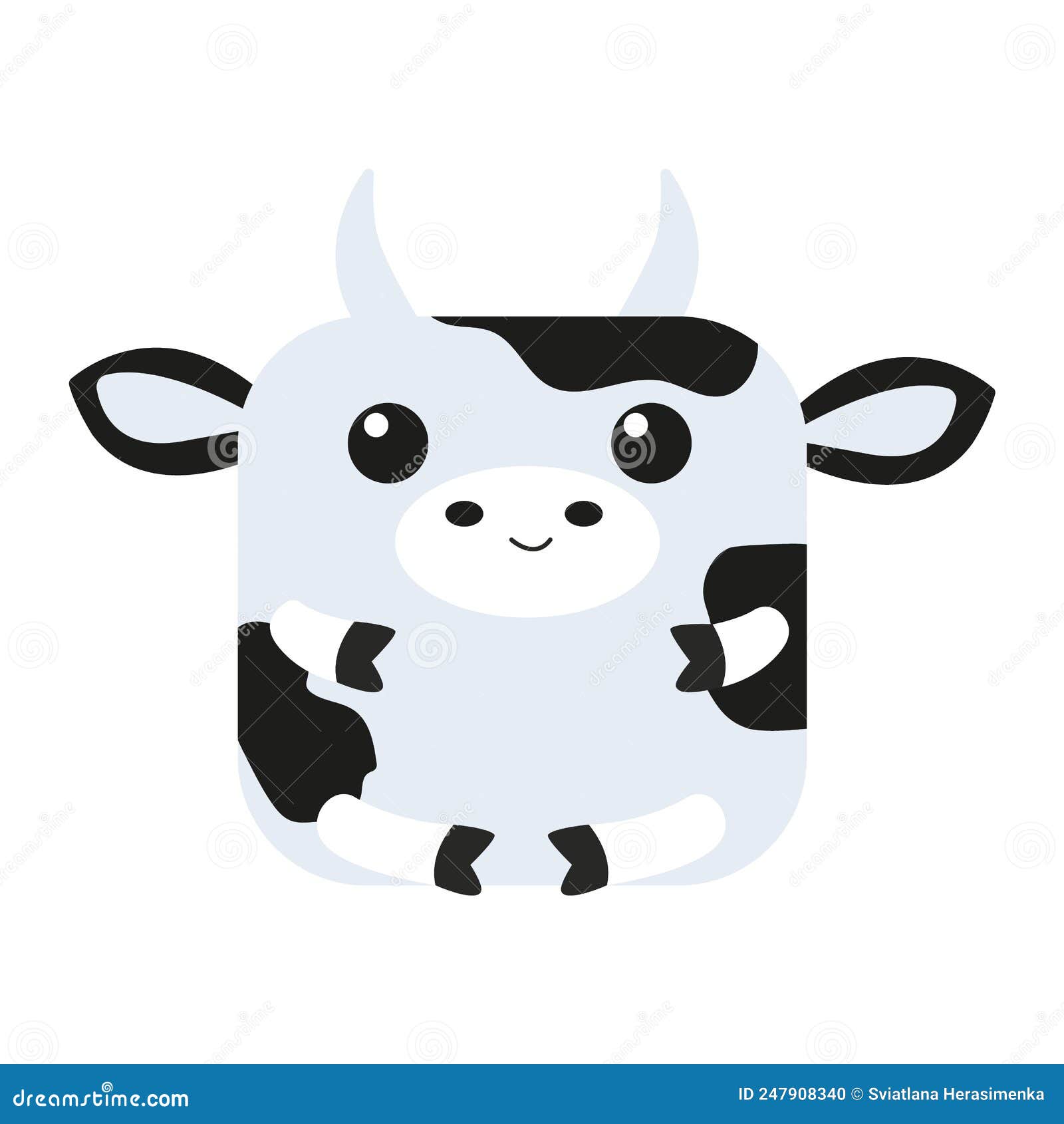 Cute Animal Square Face. Vector Flat Illustration Stock Vector ...