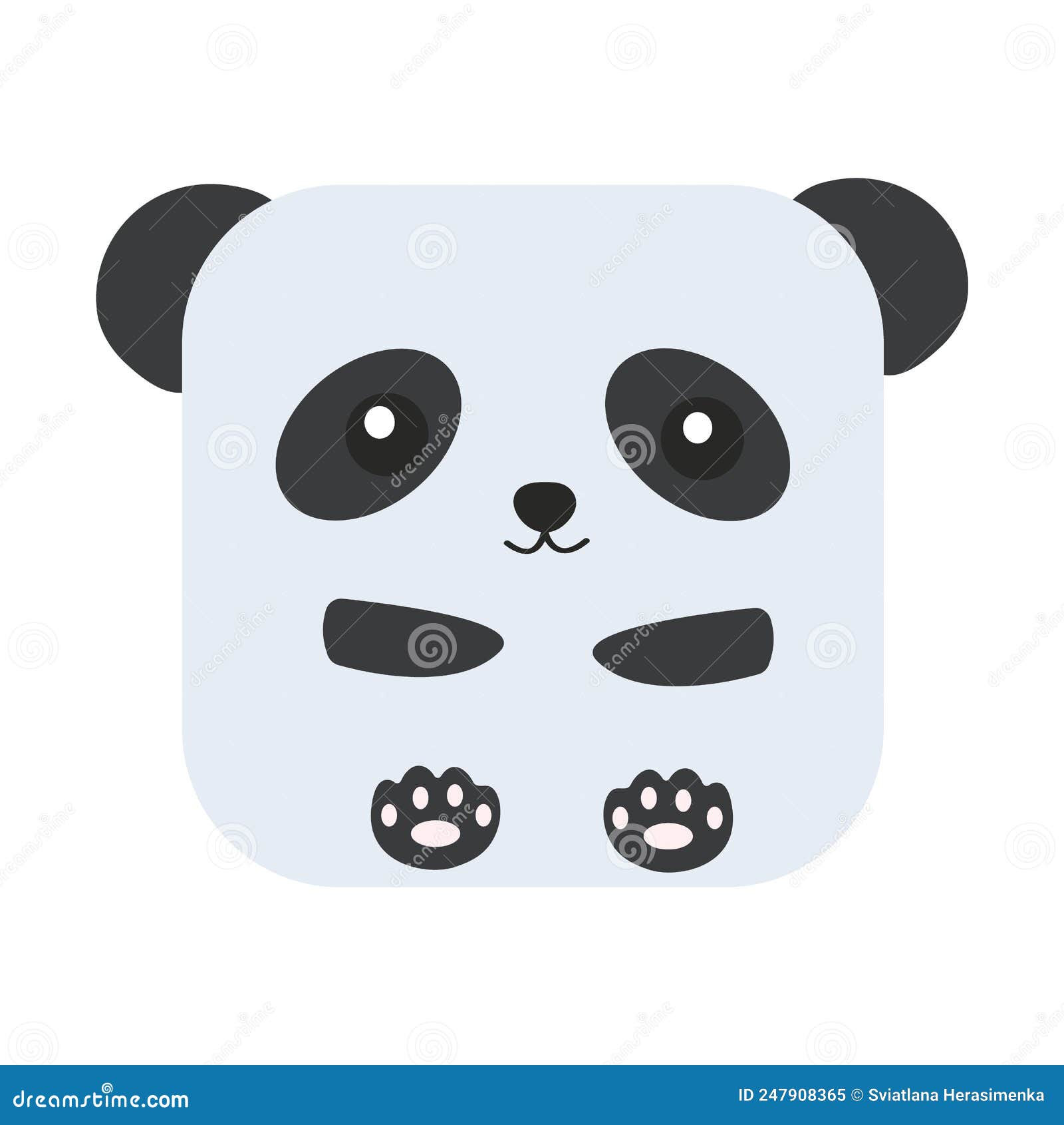 Cute Animal Square Face. Vector Flat Illustration Stock Vector ...