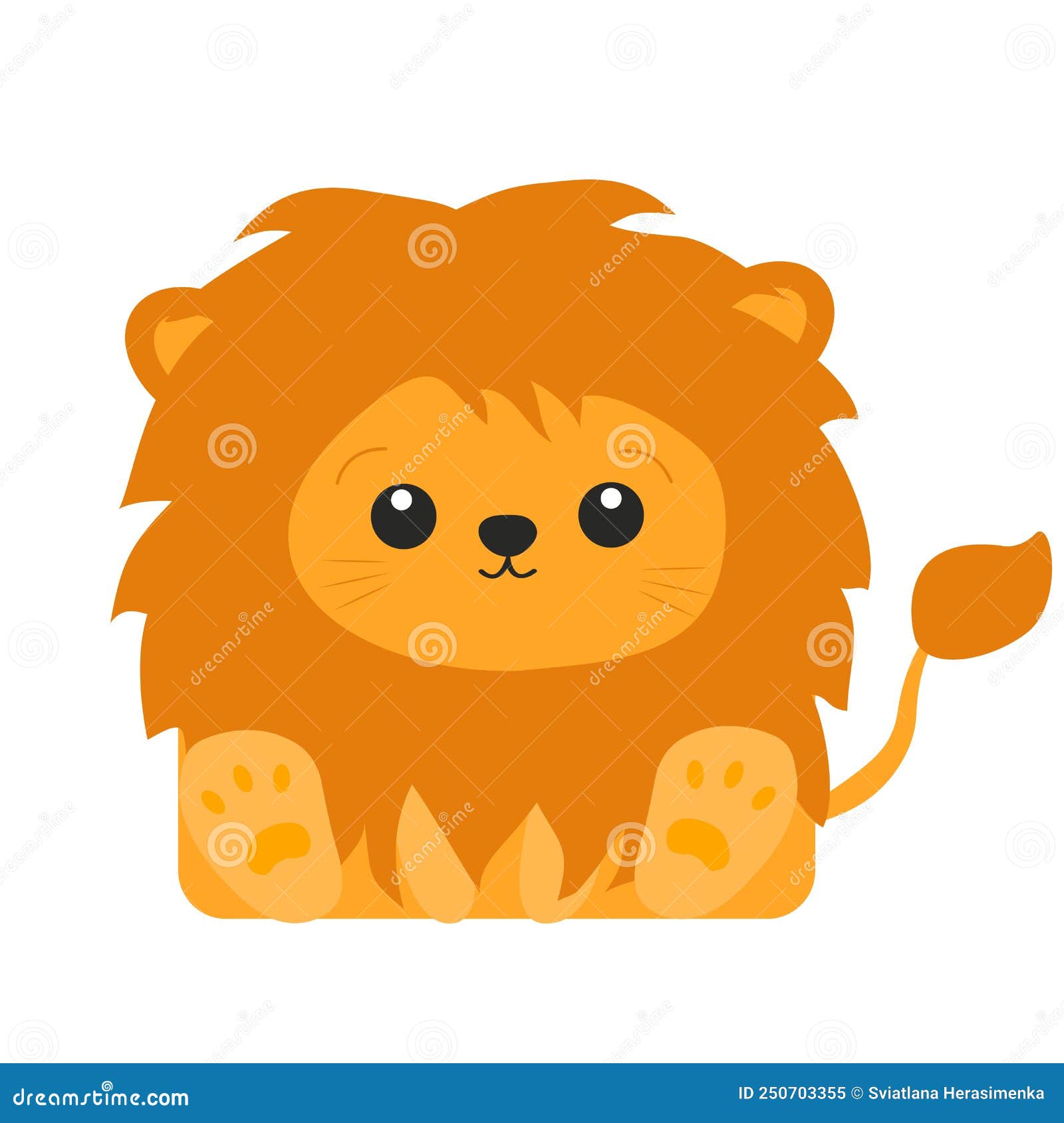 Cute Animal Square Face Vector Flat Illustration Stock Vector ...