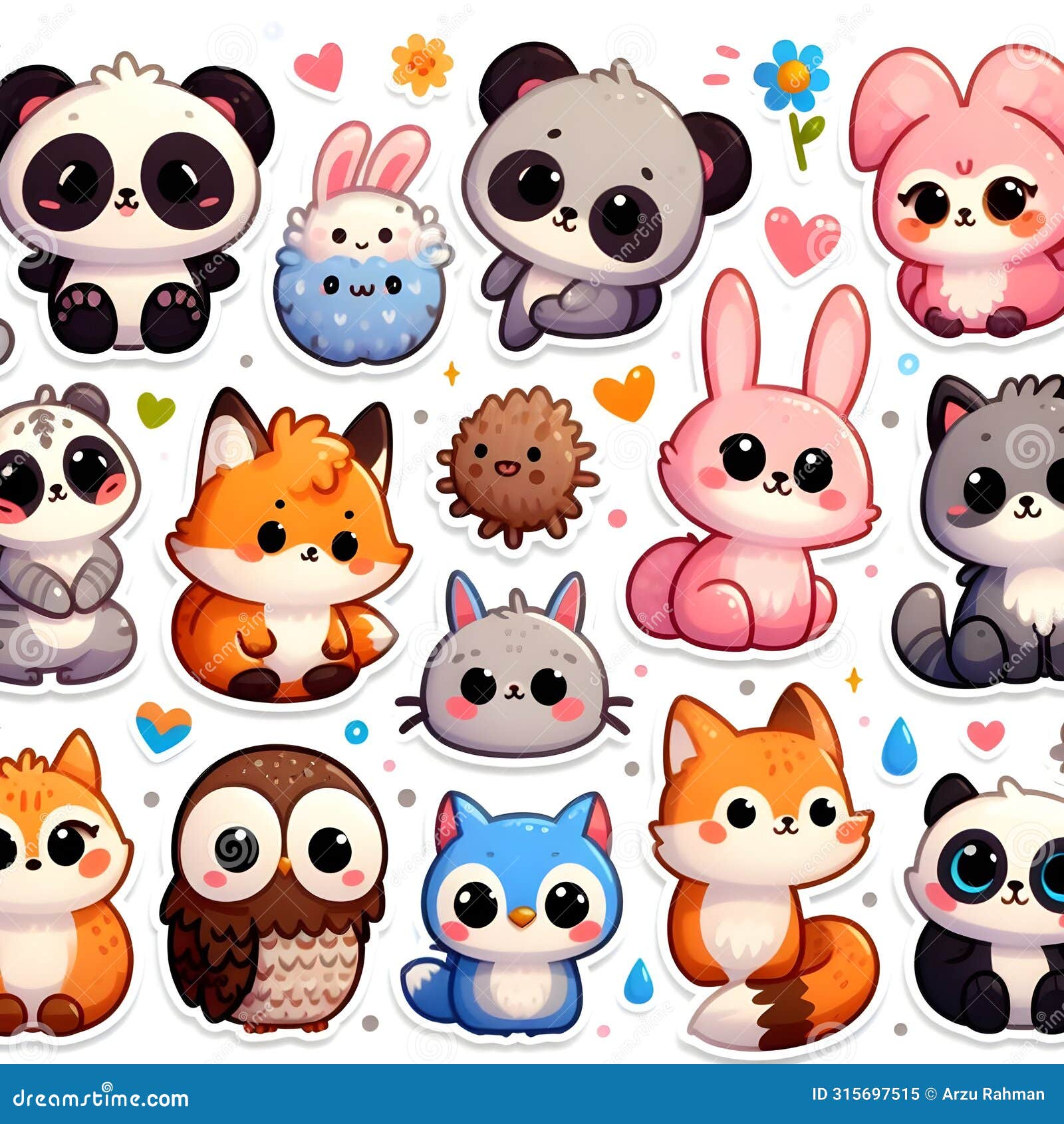 Cute animal st bundle stock illustration. Illustration of printable ...