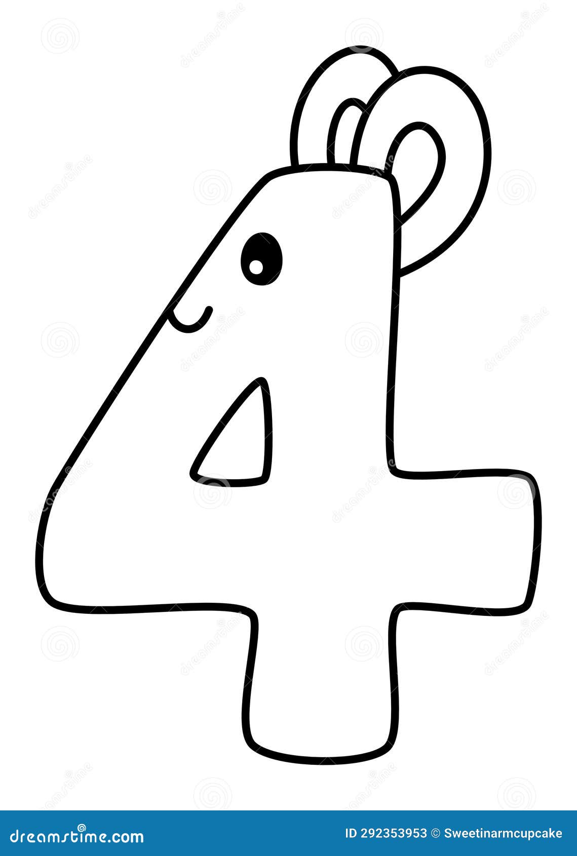 Four - Alphabet Number 4 Vector Stock Vector - Illustration of cartoon ...