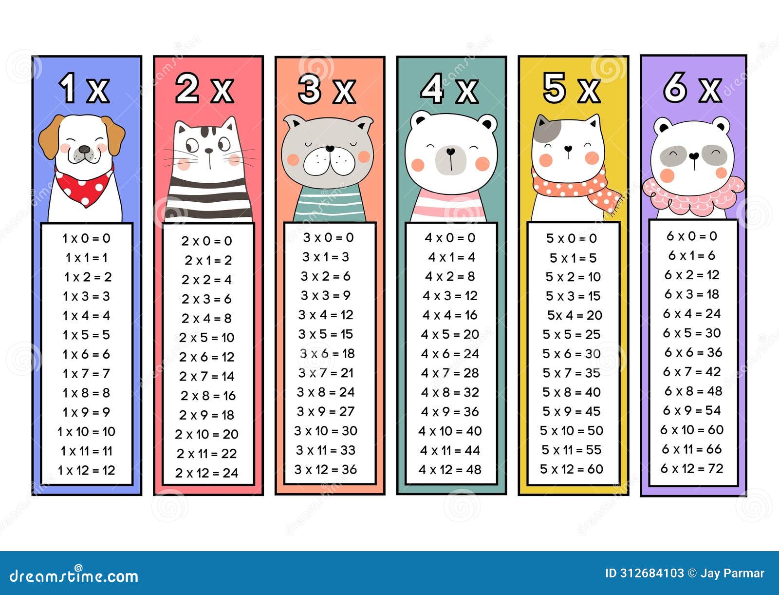 Cute Animal Timetables Bookmarks - 1 Stock Illustration - Illustration ...