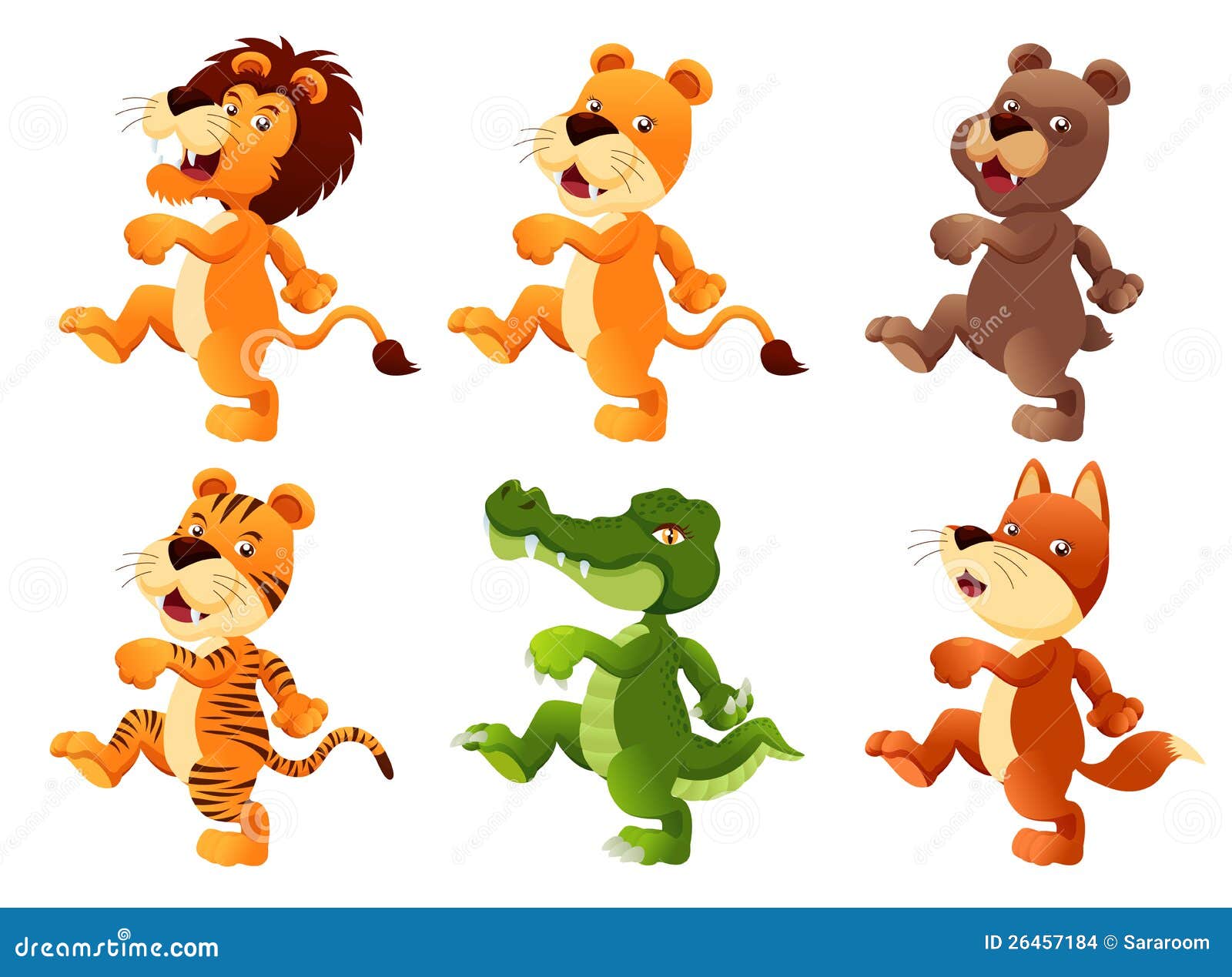 Cute animal walking set stock vector. Illustration of wildlife - 26457184