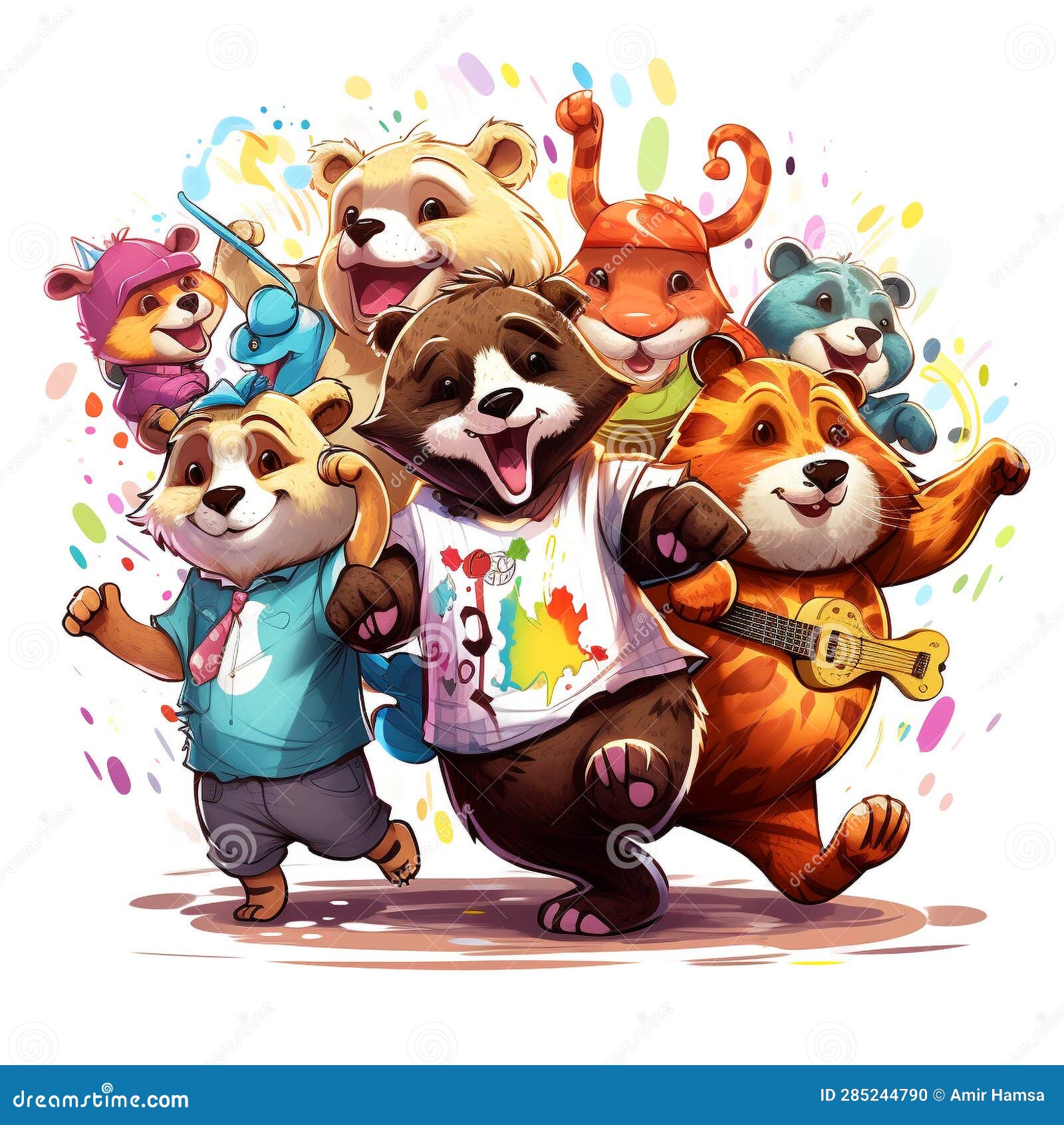 Cute animals dancing stock illustration. Illustration of isolated ...