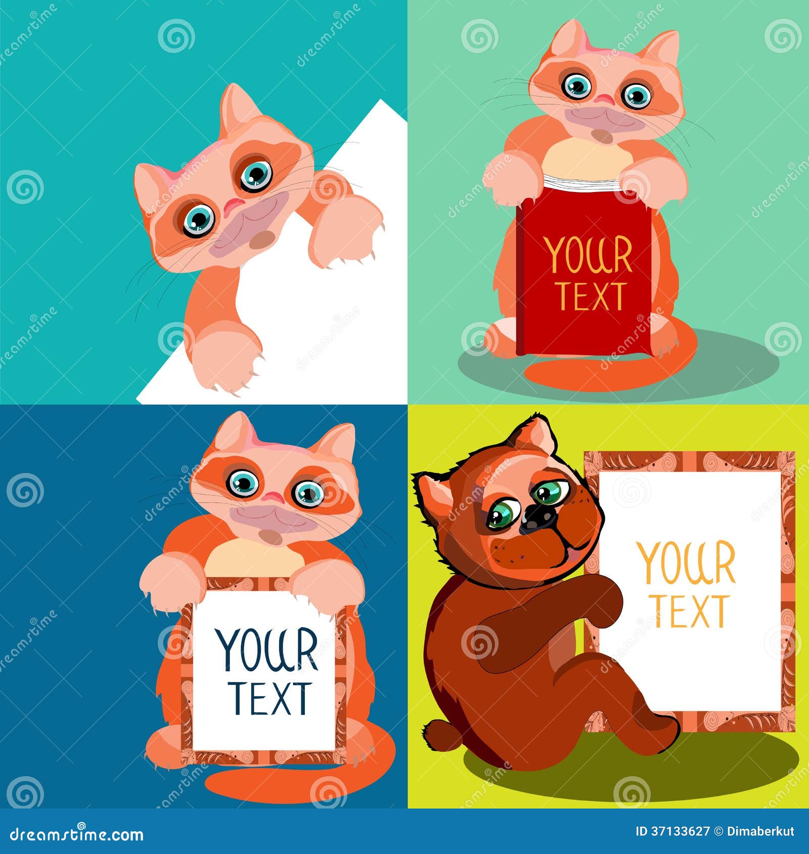 Cute Animals, Drawn in a Cartoon Style. Set of the Illustrations with ...