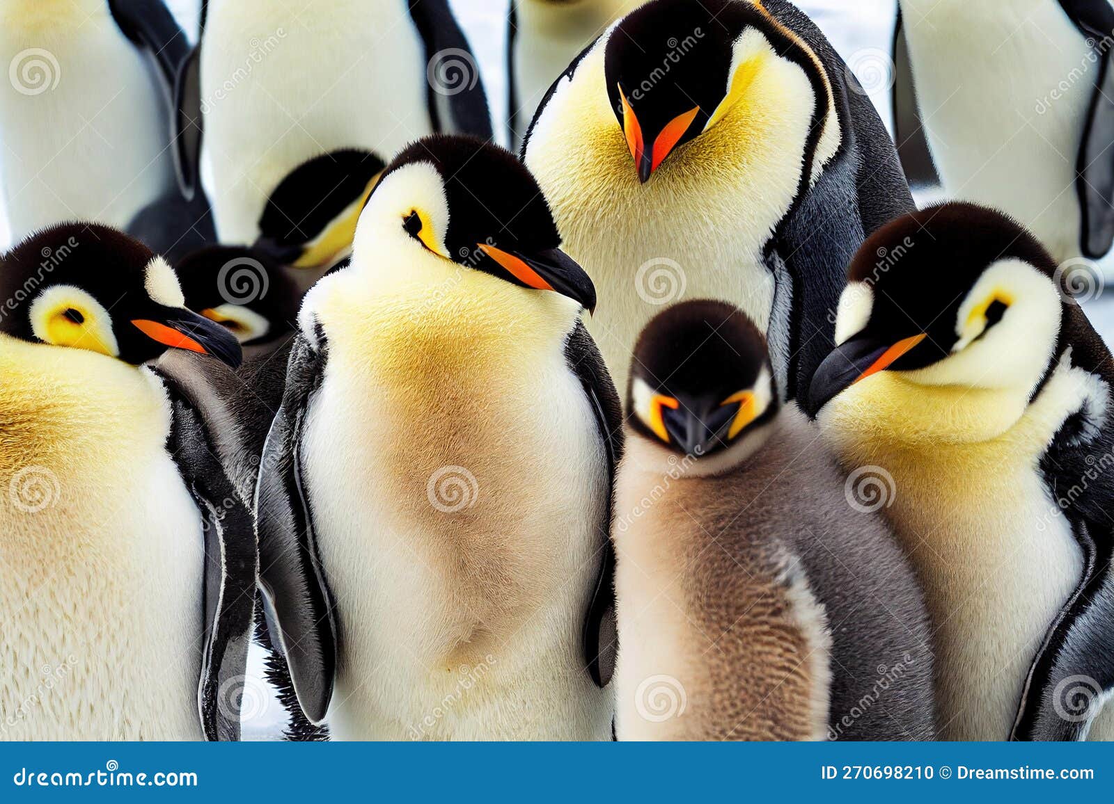 Cute Animals Emperor Penguins Gathered in Group in Arctic. Stock ...