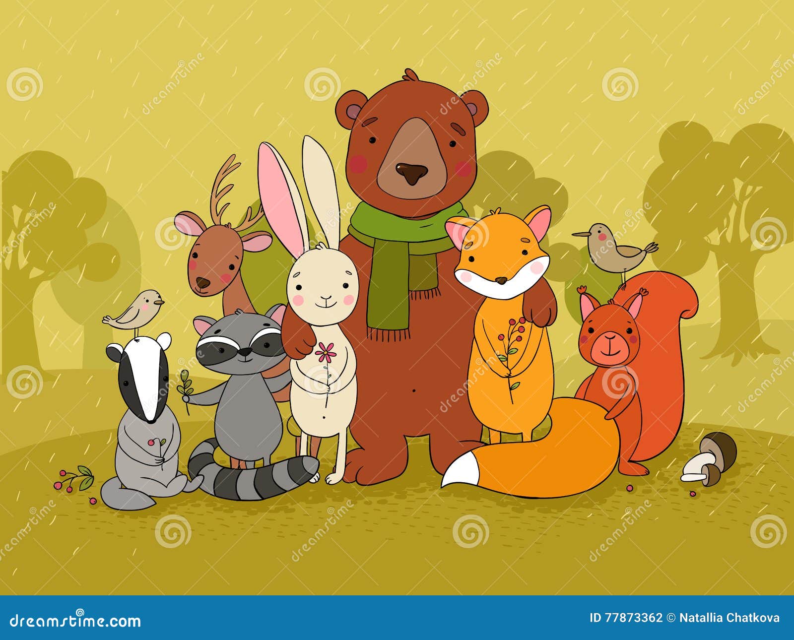 Cute Animals of the Forest. Stock Vector - Illustration of antlers ...