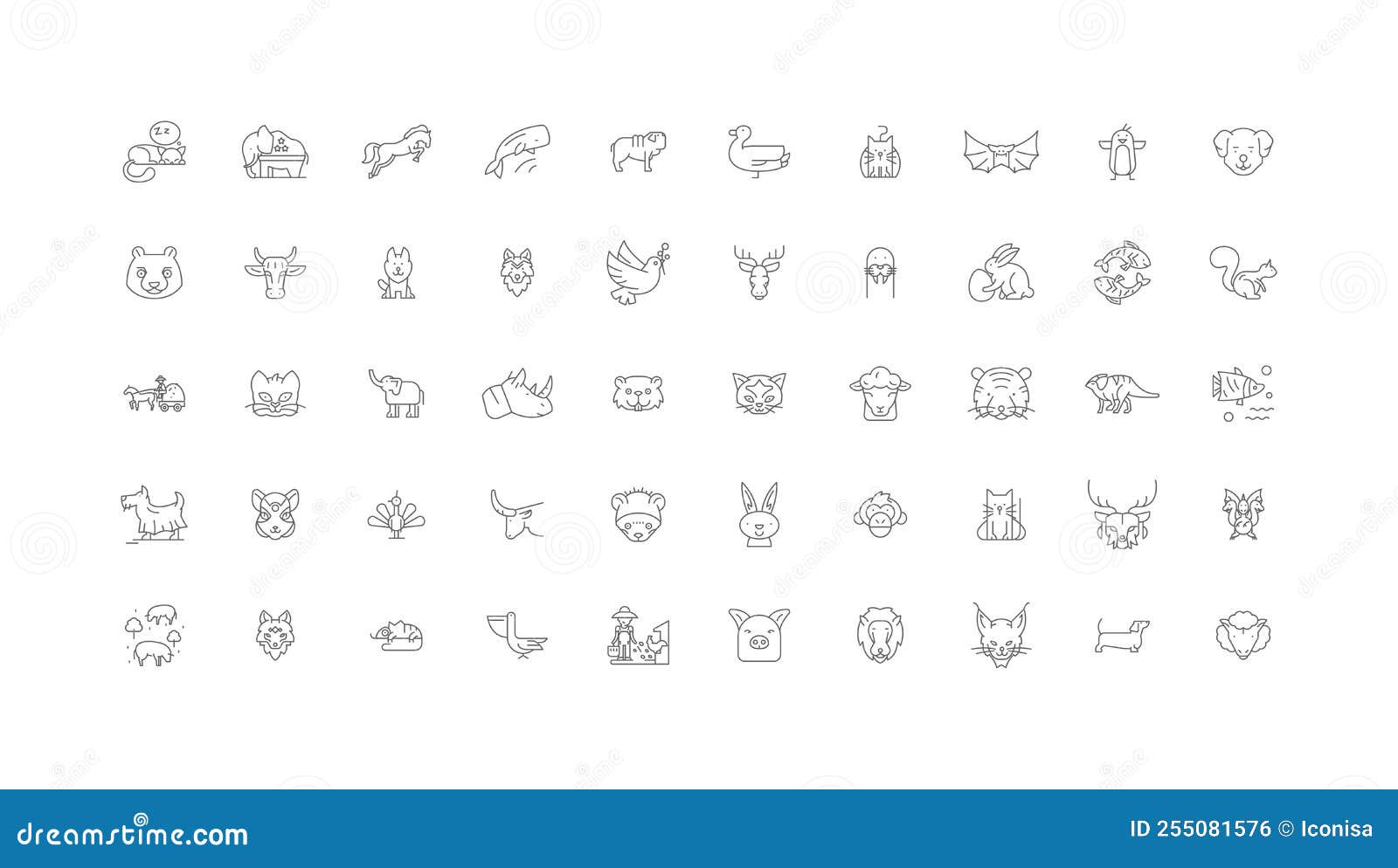 Cute Animals Ideas, Linear Icons, Line Signs Set, Vector Collection ...