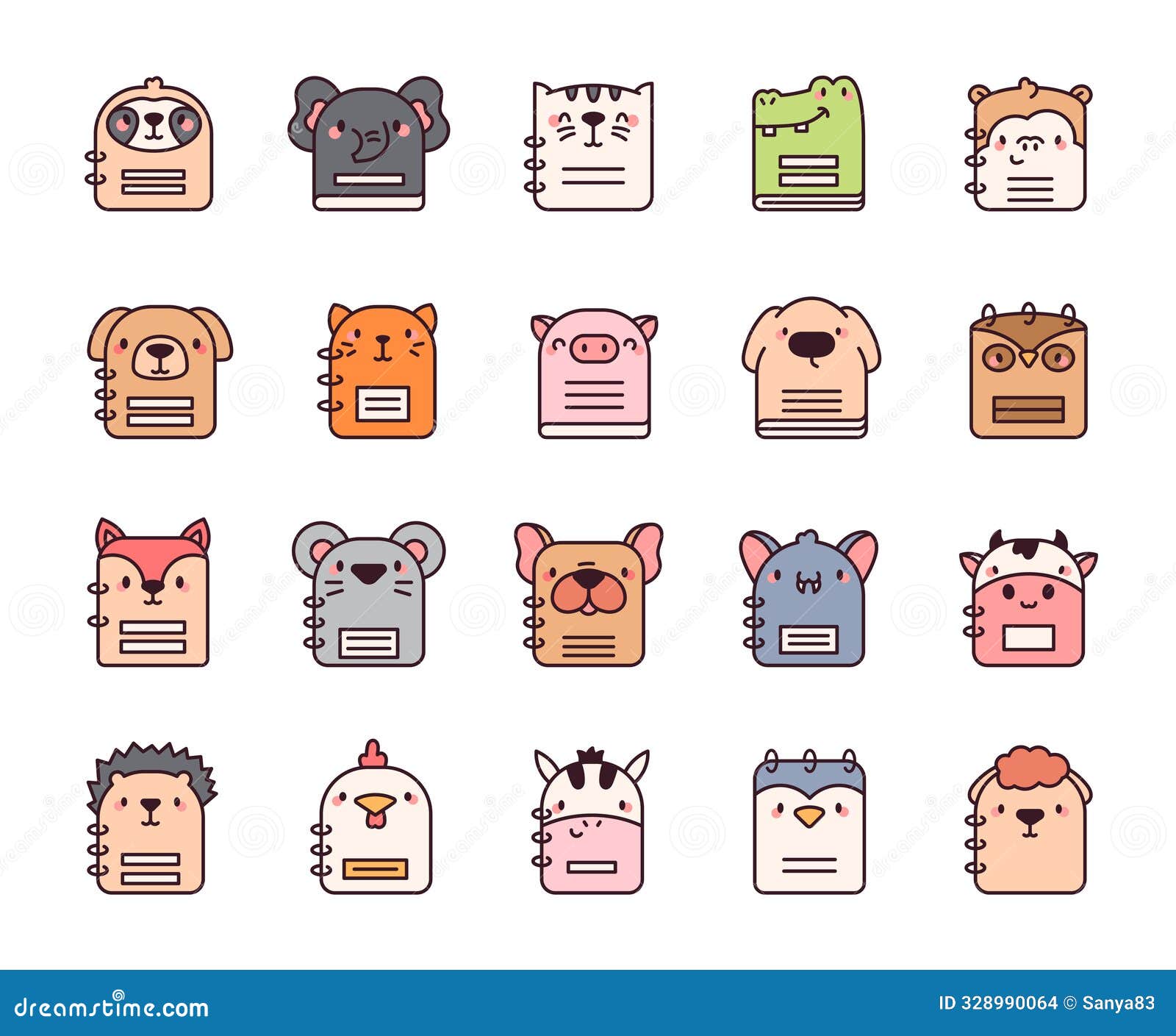 Cute Animals on Notebook Covers. Back To School Stock Illustration ...