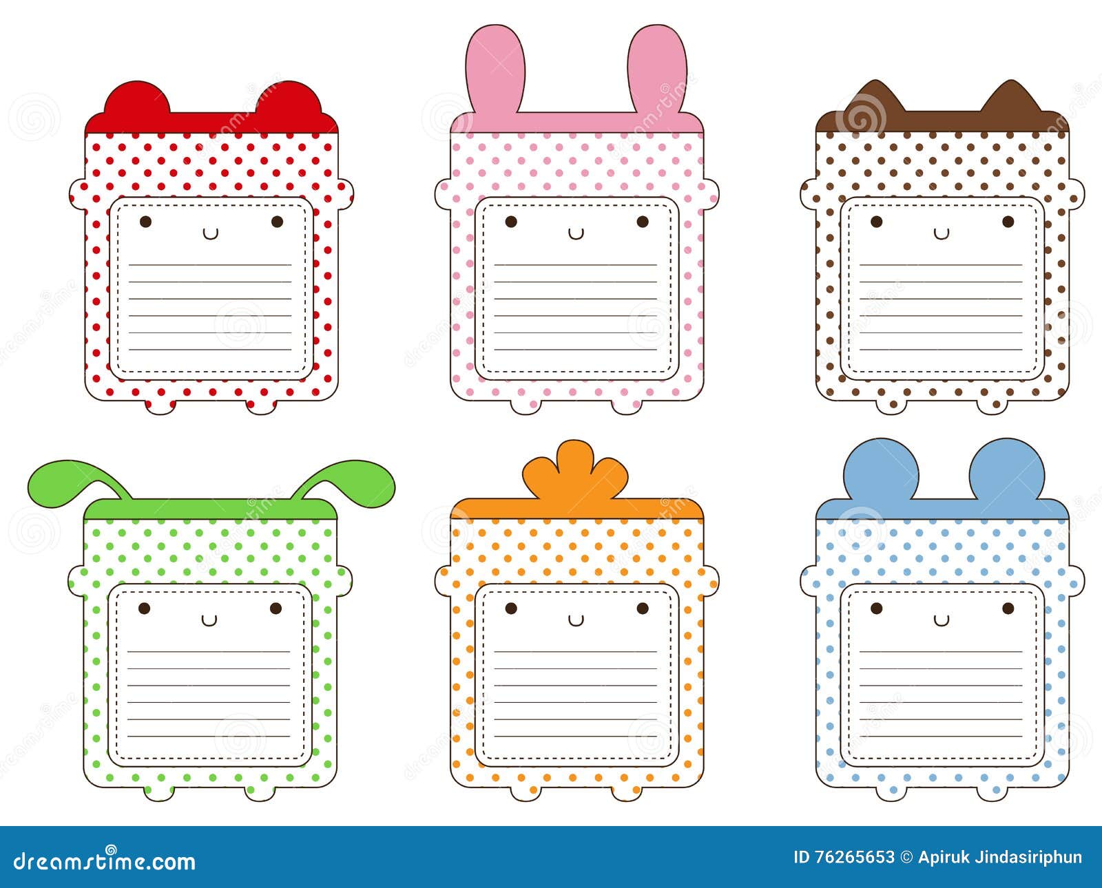 Cute Animals Notepaper stock vector. Illustration of greeting - 76265653