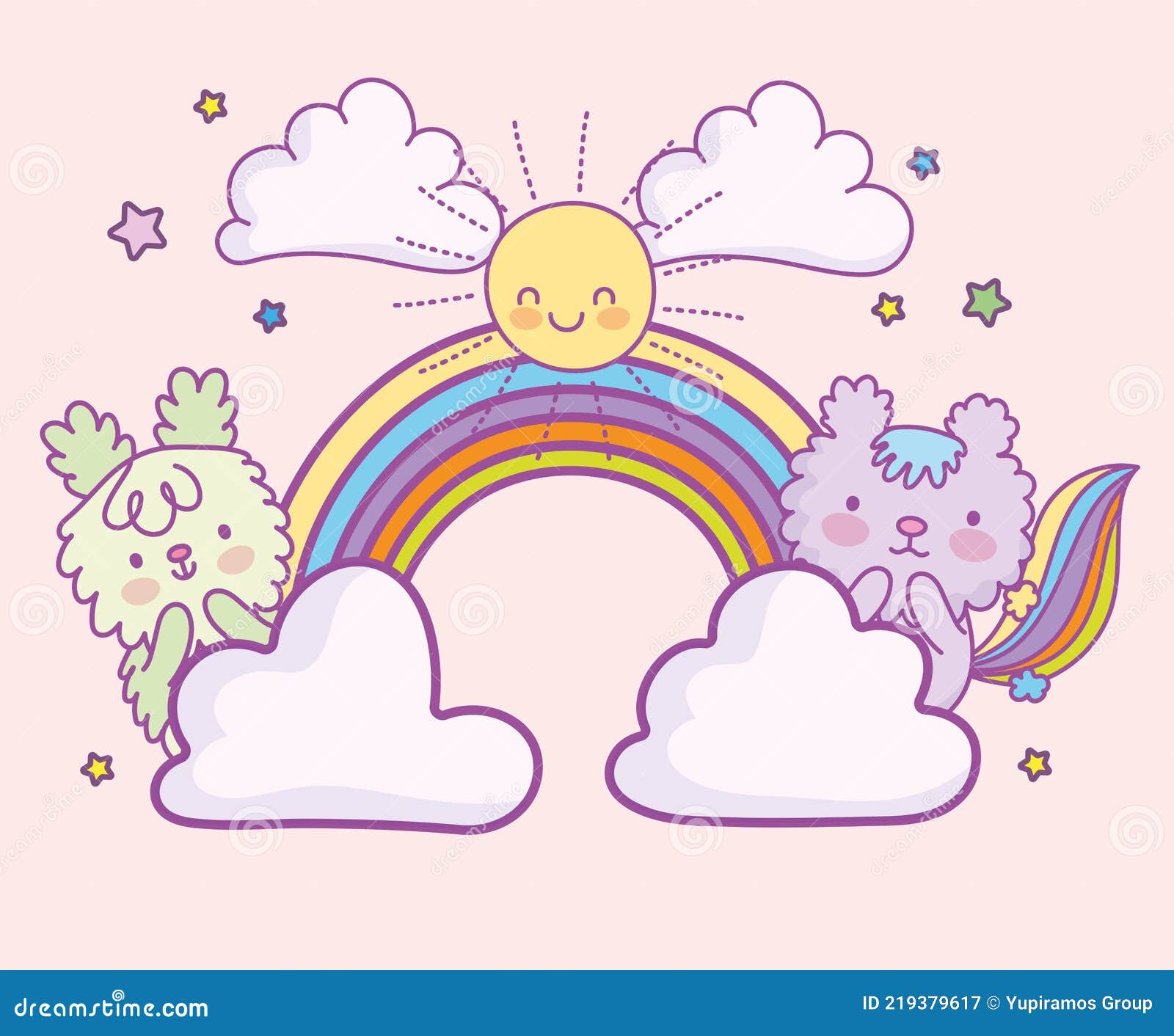 Animals And Rainbow In The Background Royalty-Free Stock Photography ...