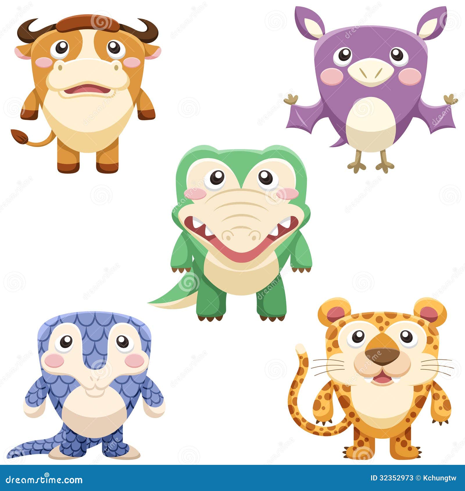 Cute animals set stock vector. Illustration of animal - 32352973