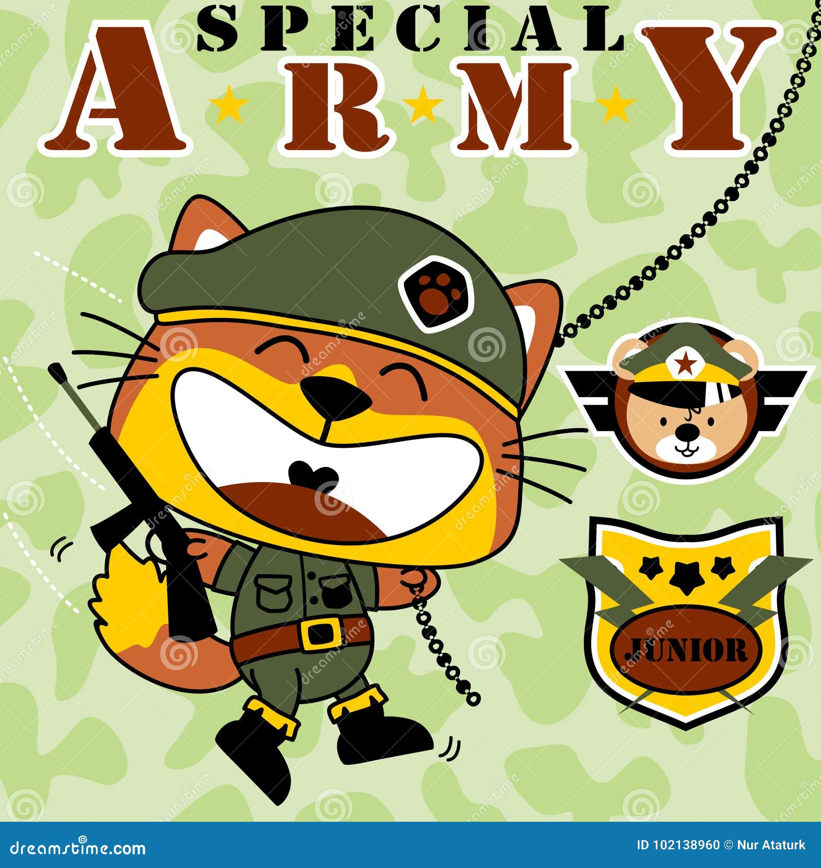 Animals Soldier On Army Vehicle Cartoon | CartoonDealer.com #111685745