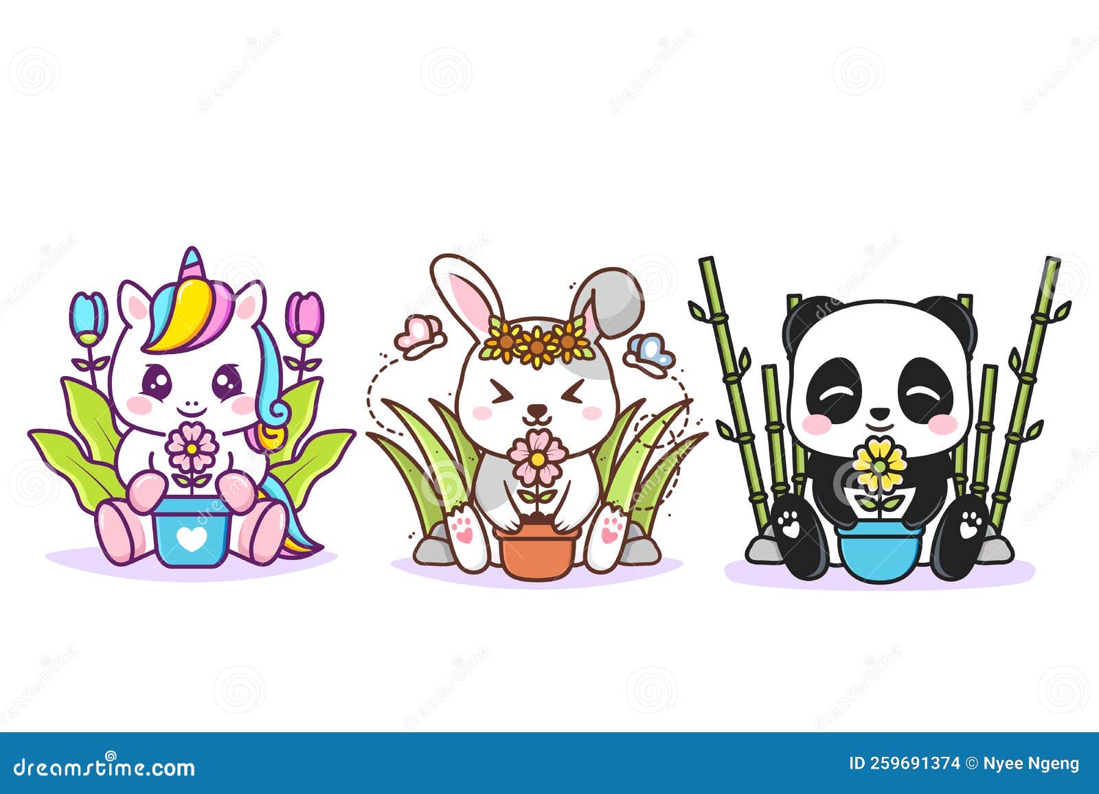 Cute Animals in Spring Illustration Stock Vector - Illustration of ...