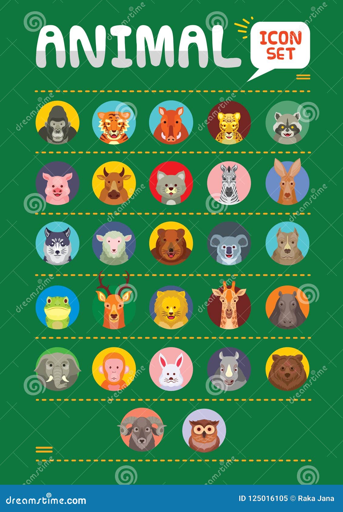 CUTE ANIMALS VECTOR ART COLLECTION Stock Illustration - Illustration of ...