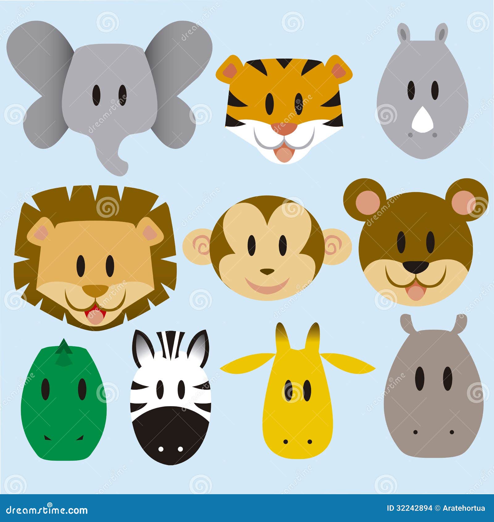 Cute Animals Vector Set stock vector. Illustration of comic - 32242894
