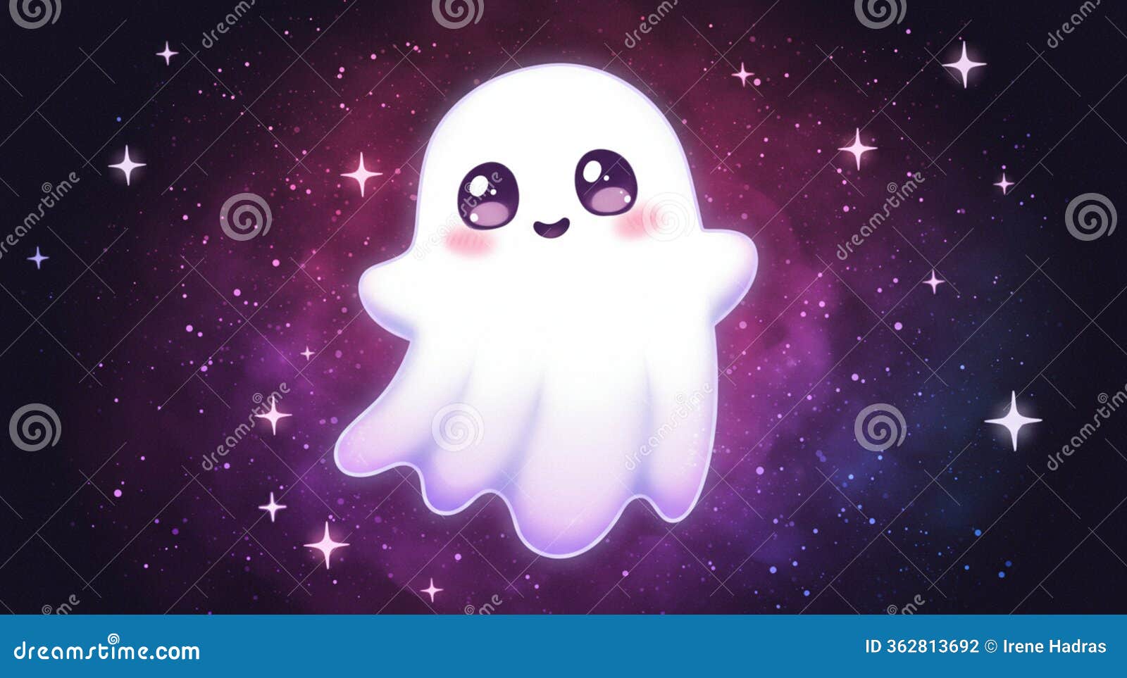 Cute Animated Ghost Character with a Smiling Face and Blushing Cheeks ...