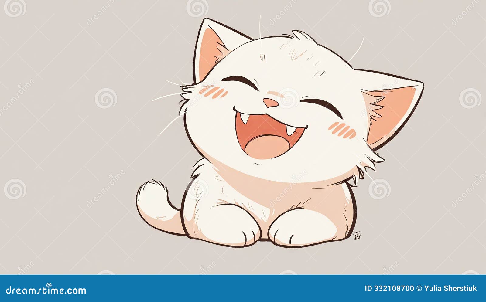 Cute Animated Kitten Winking with a Smile. Anime Style Stock Photo ...