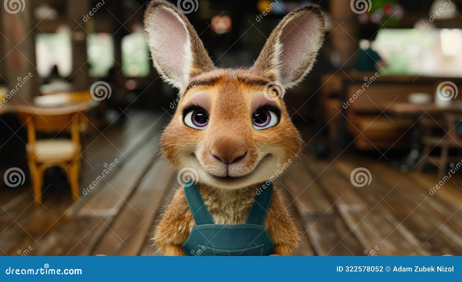 Cute Animated Rabbit in Overalls Stock Illustration - Illustration of ...