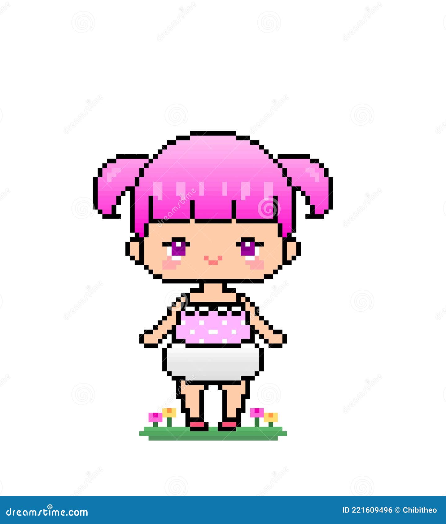 Cute baby girl pixel image stock vector. Illustration of anime - 221609496