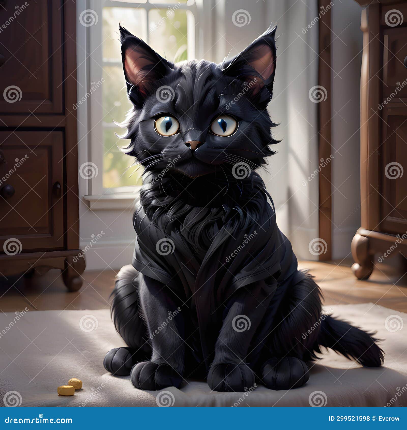 Cute anime cat stock illustration. Illustration of character - 299521598