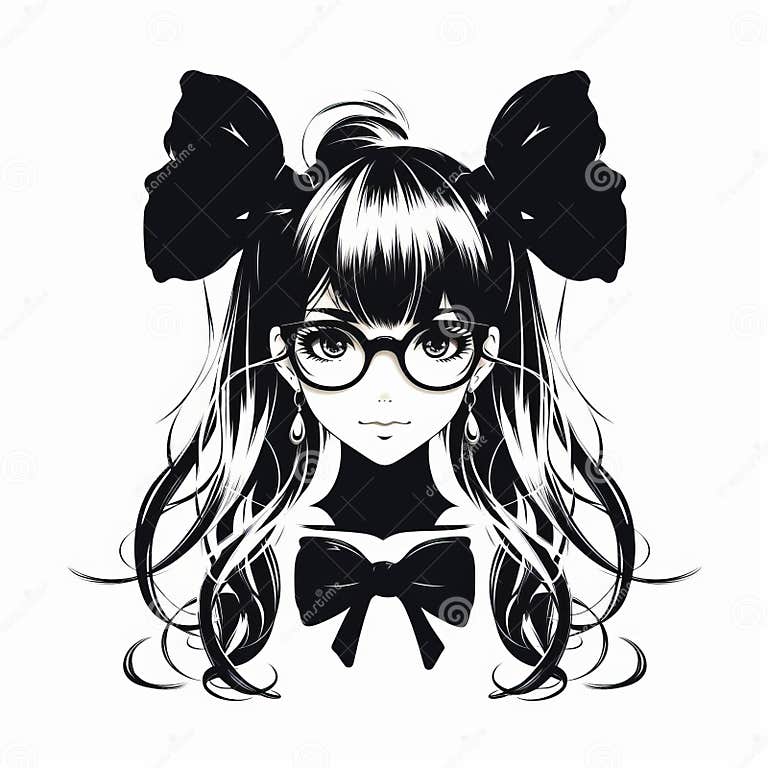 Cute Anime Girl With Glasses And Twin Tails Japanese Style