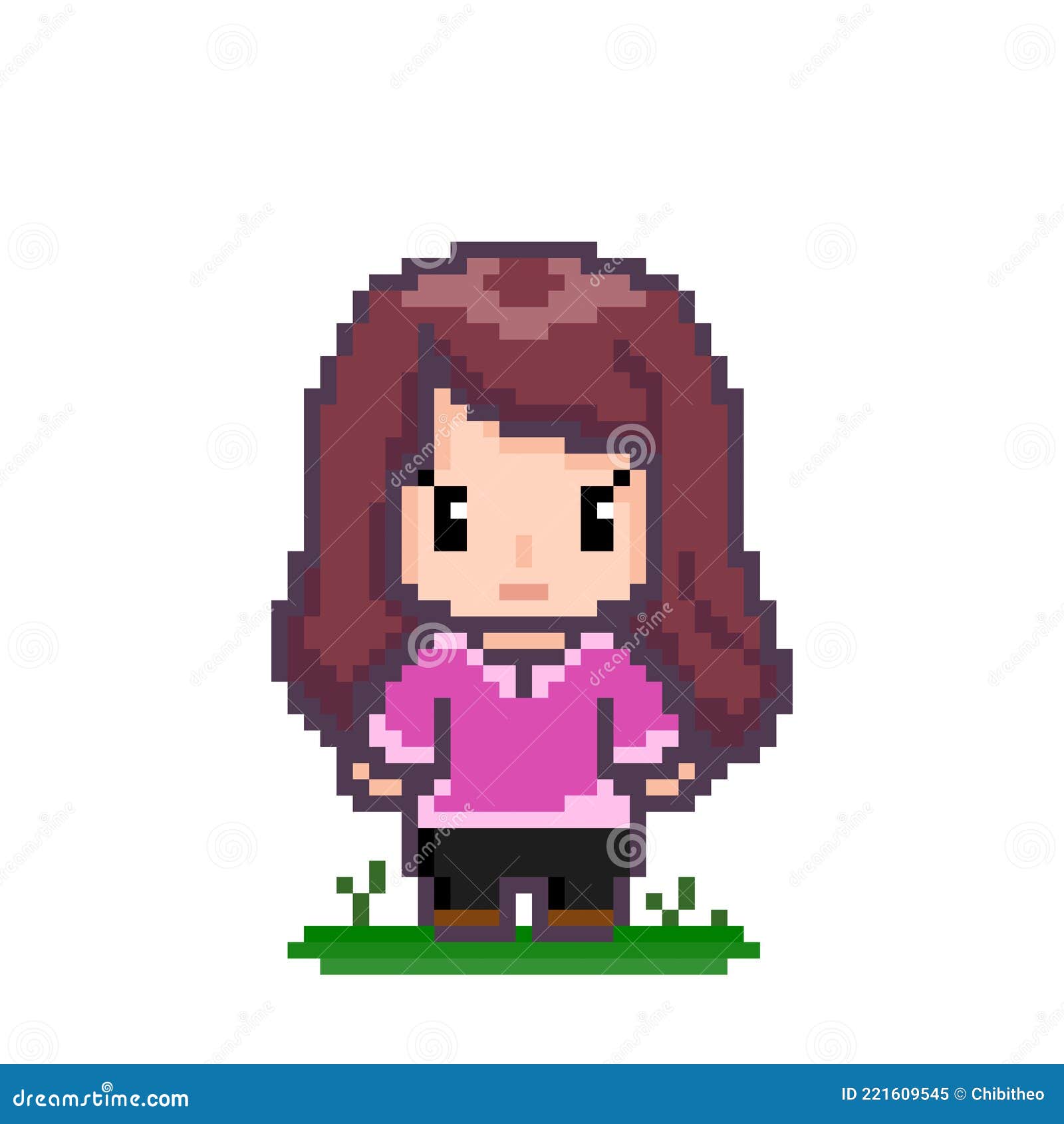 Pixel Art Girl Character. Young Woman Personage Vector Illustration ...