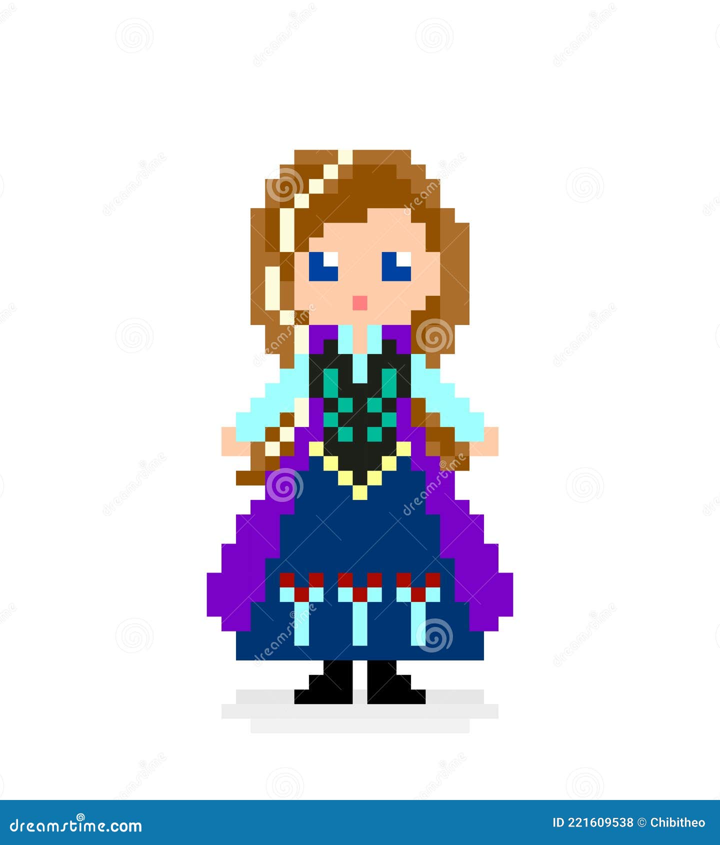 A Princess In 8 Bit Pixel Art. Beads Pattern A Cute Girl Vector ...