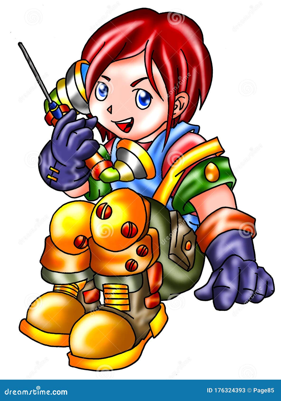 Cute Anime warrior stock illustration. Illustration of male - 176324393