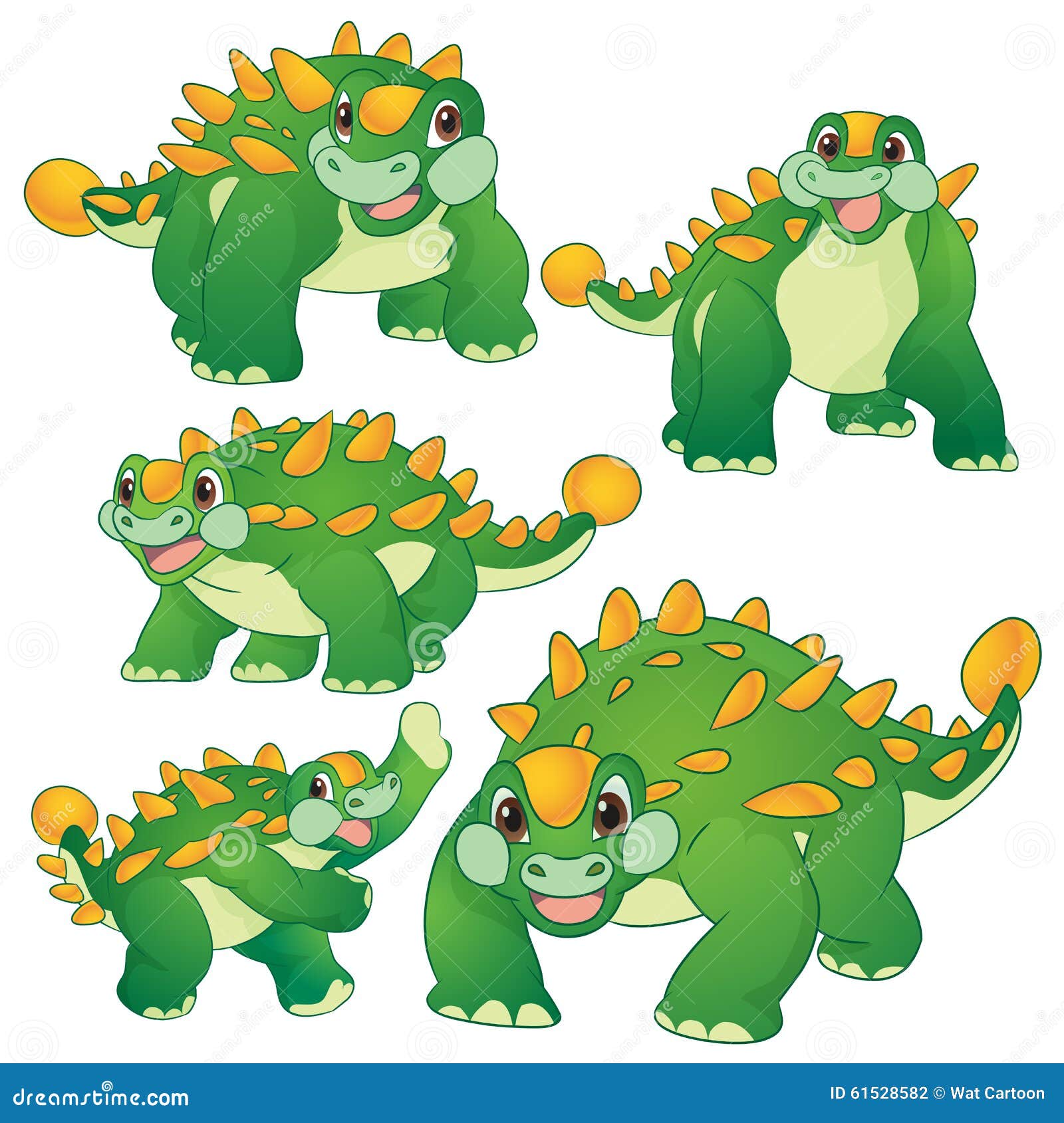 Ankylosaurus Cute Character Dinosaurs Cartoon Vector | CartoonDealer ...
