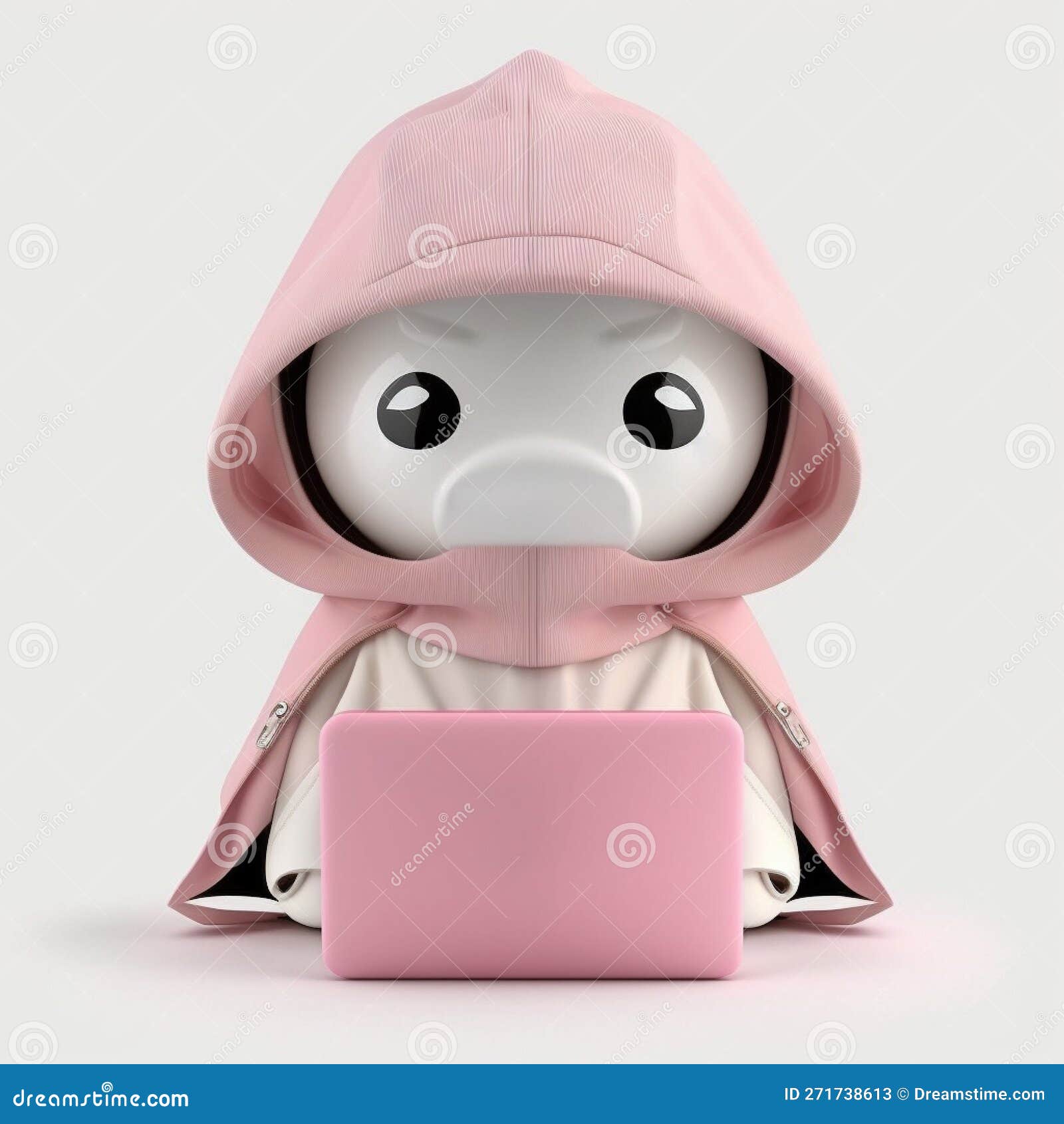 Cute Anonymous Hacker with Hoodie Using Computer Laptop. Concept of ...