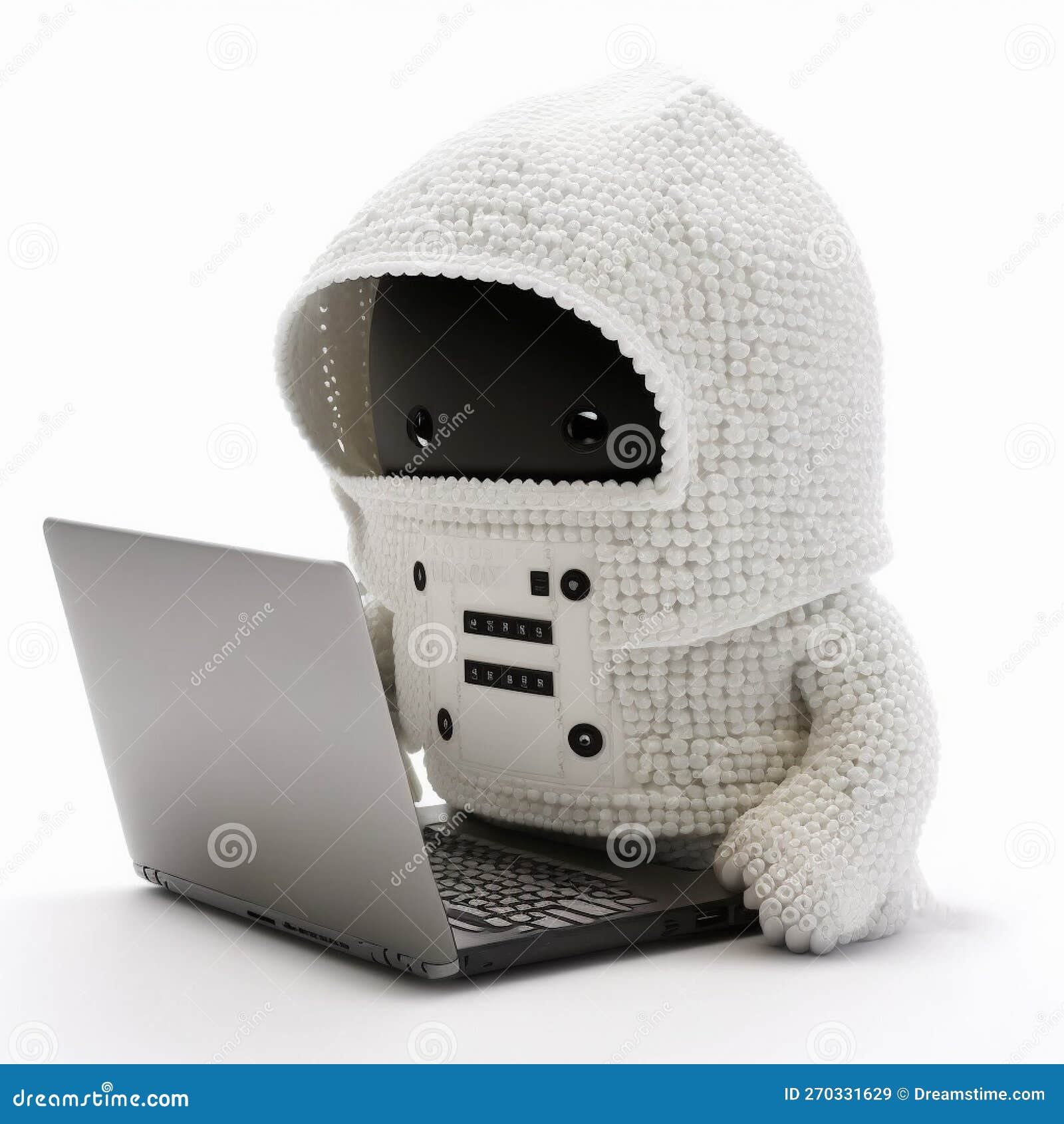 Cute Anonymous Hacker with White Hoodie Typing Computer Laptop. Concept ... Cute Anonymous Hacker with White Hoodie Typing Computer Laptop. Concept ...