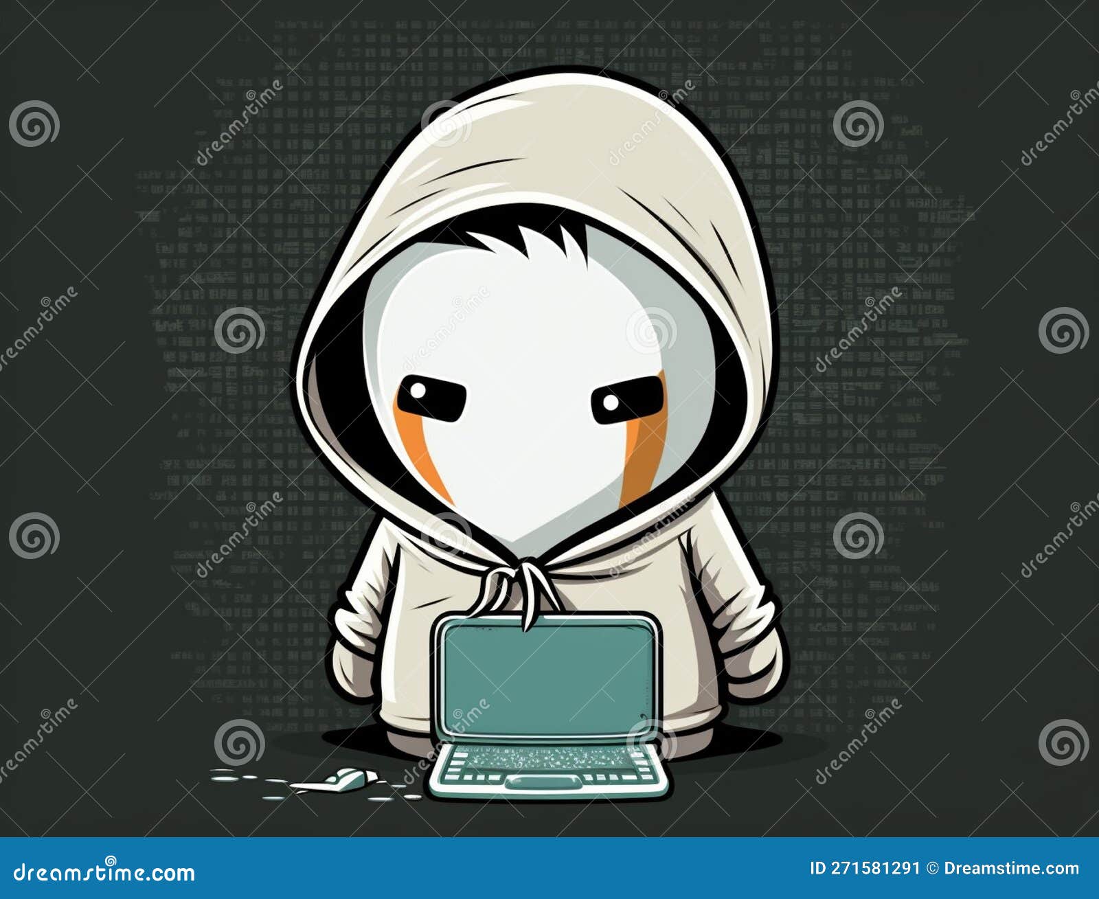 Cute Anonymous Hacker with White Hoodie Using Computer Laptop. Concept ... Cute Anonymous Hacker with White Hoodie Using Computer Laptop. Concept ...