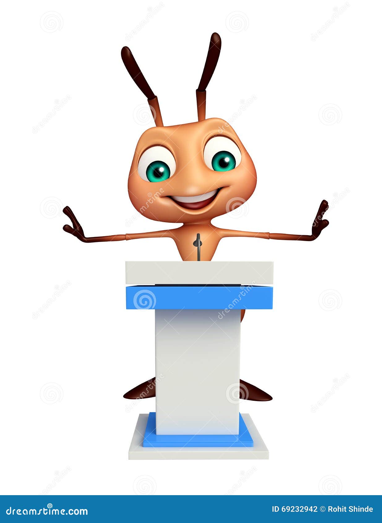 Cute Ant Cartoon Character with Speech Stage Stock Illustration ...