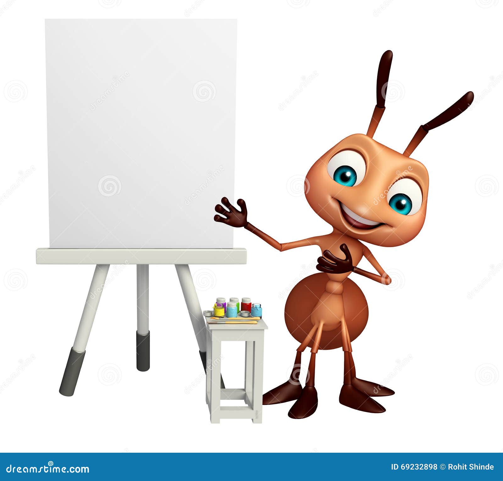 Cute Ant Cartoon Character with White Board Stock Illustration ...