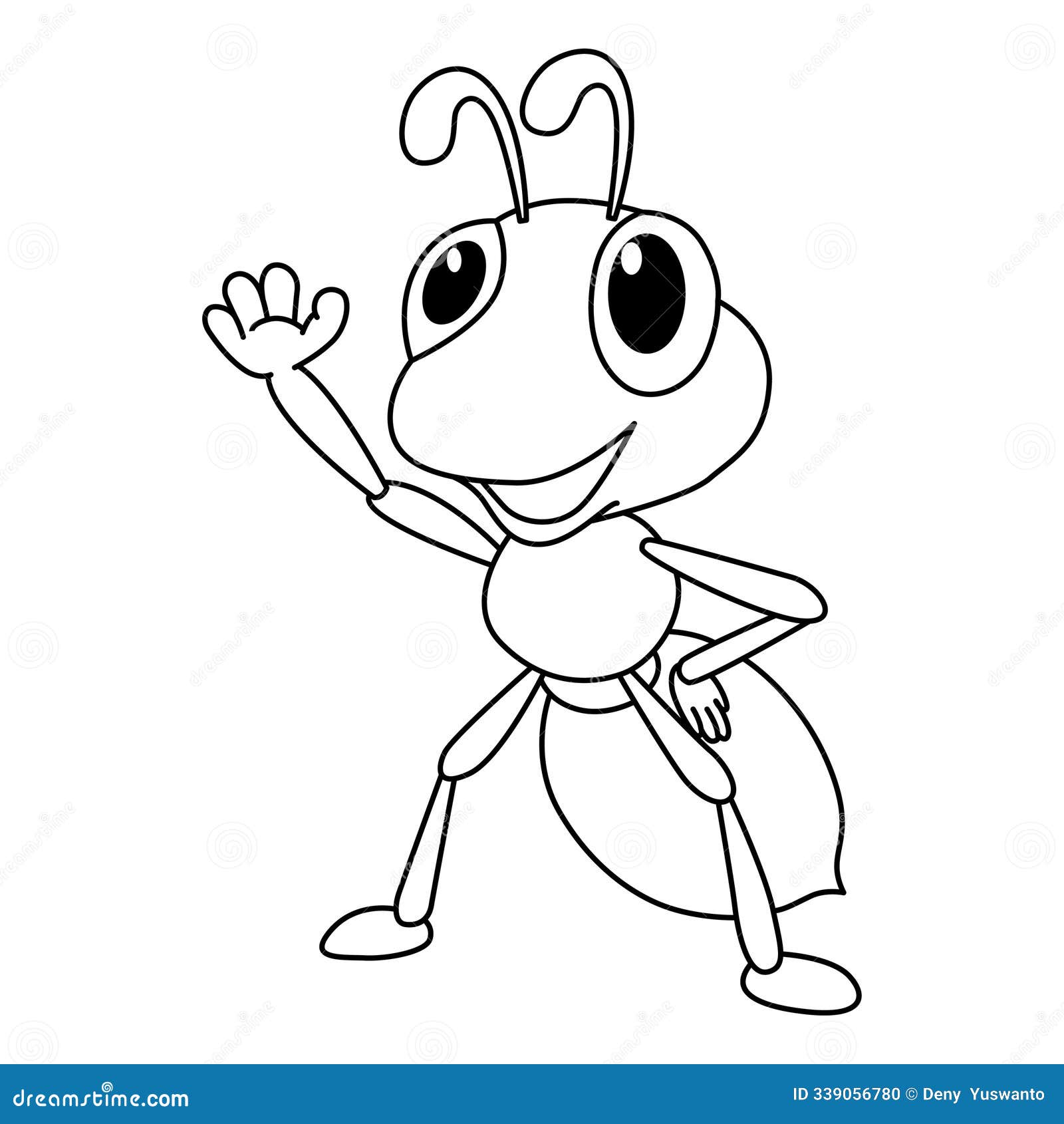 Cute Ant Cartoon Coloring Page Illustration Vector. for Kids Coloring ...