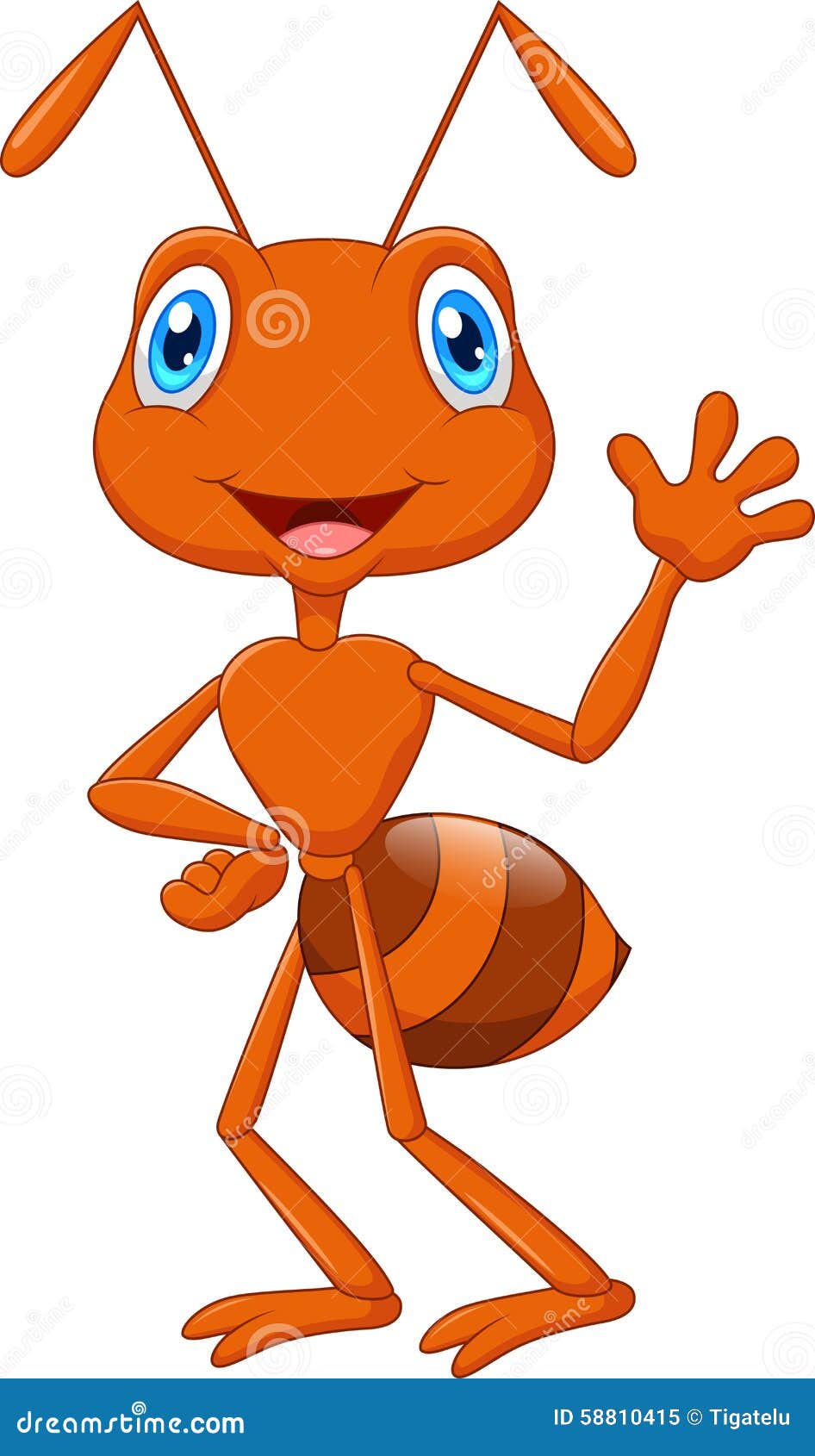 Cute ant cartoon waving stock vector. Image of cartoon - 58810415