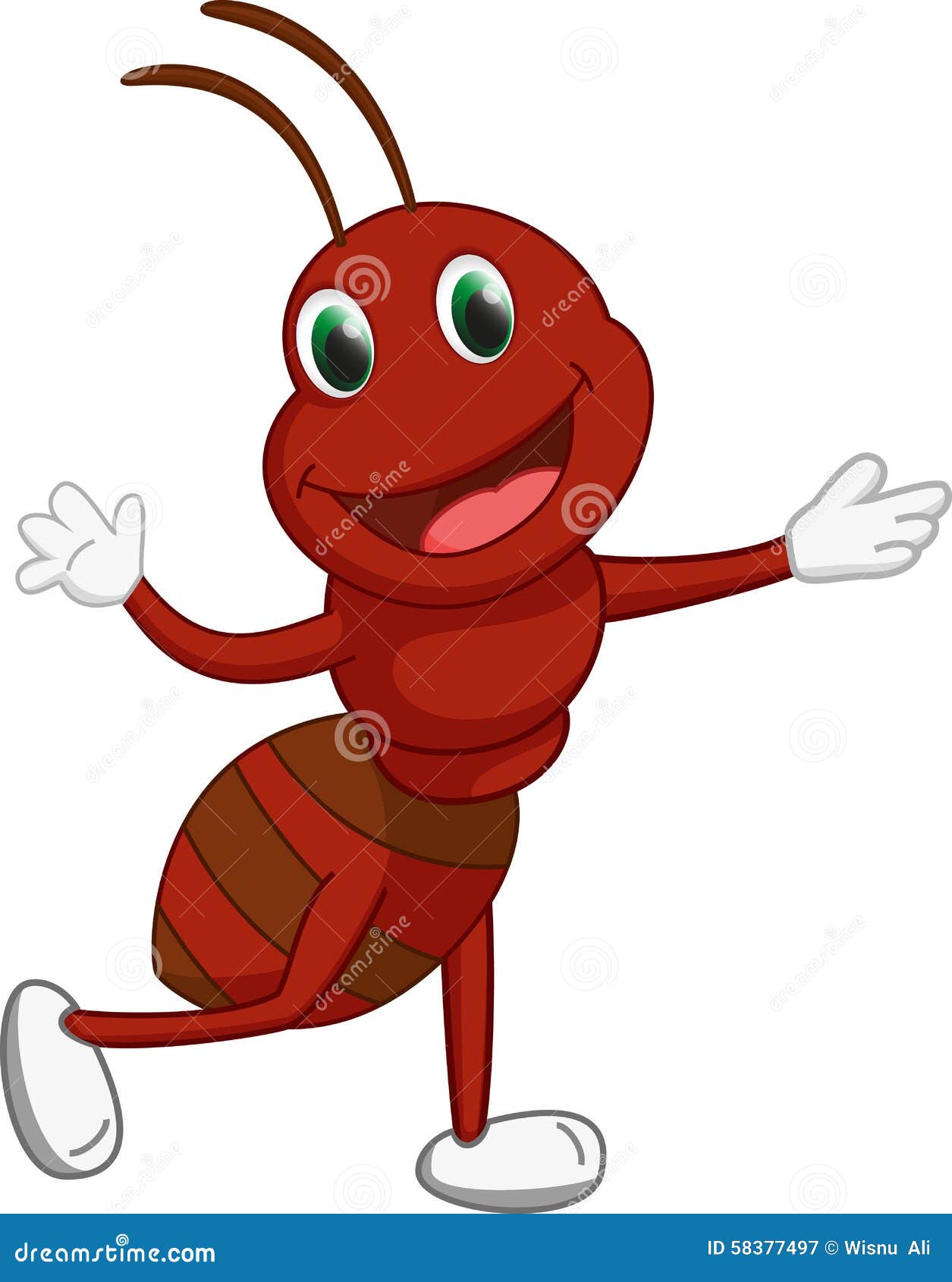 Cute ant cartoon waving stock vector. Illustration of standing - 58377497