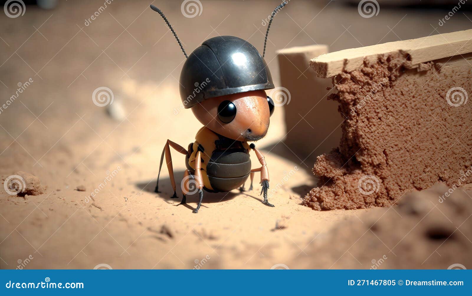 Cute Ant Engineer in the Construction Helmet. Ai. Stock Illustration ...