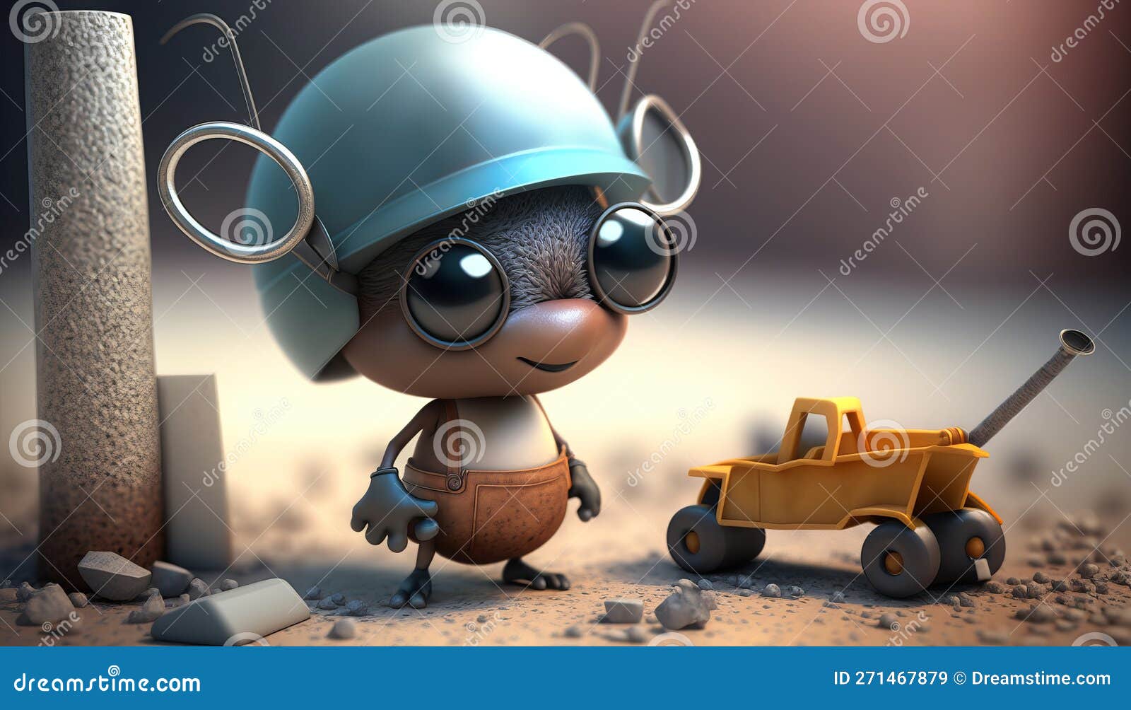 Cute Ant Engineer in the Construction Helmet. Ai. Stock Illustration ...