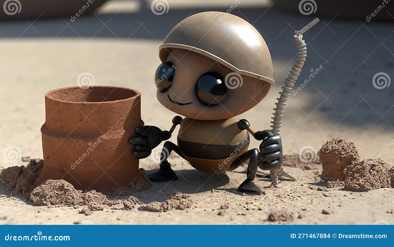 Cute Ant Engineer in the Construction Helmet. Ai. Stock Illustration ...