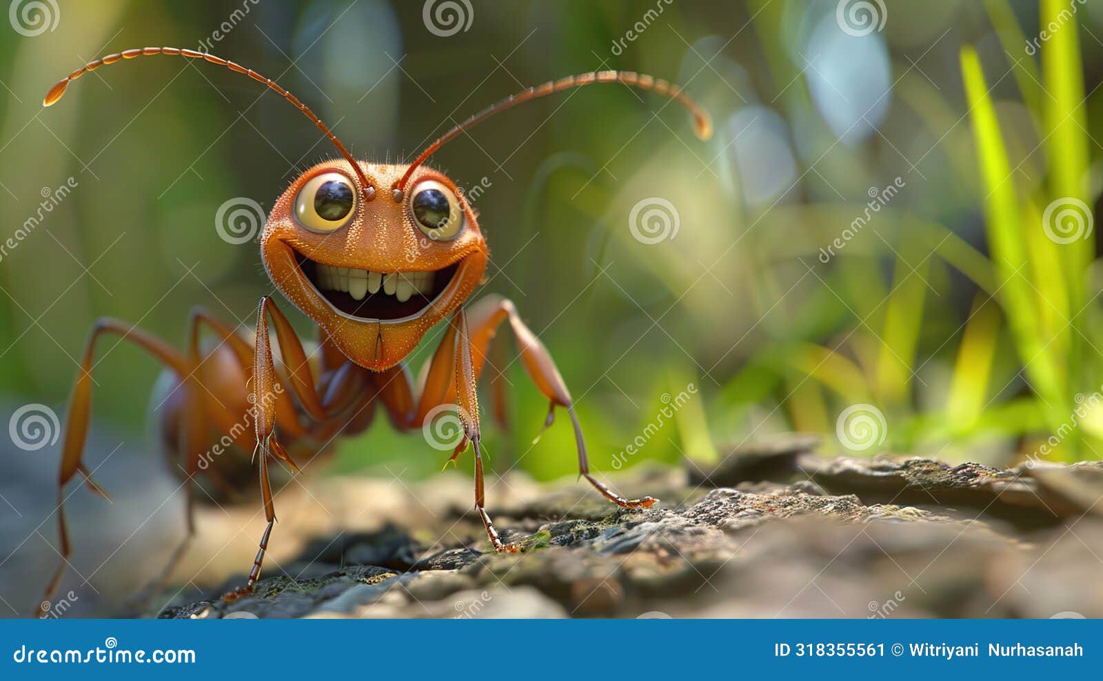 Cute Ant. Funny Smiling Insect. AI Generative Stock Illustration ...